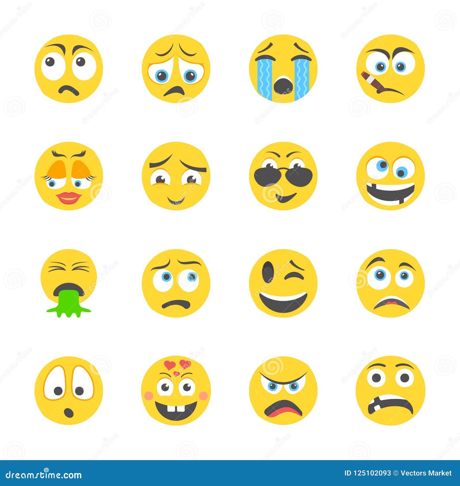 Ícones Dos Emojis Dos Sentimentos Ilustração Stock - Ilustração de ...