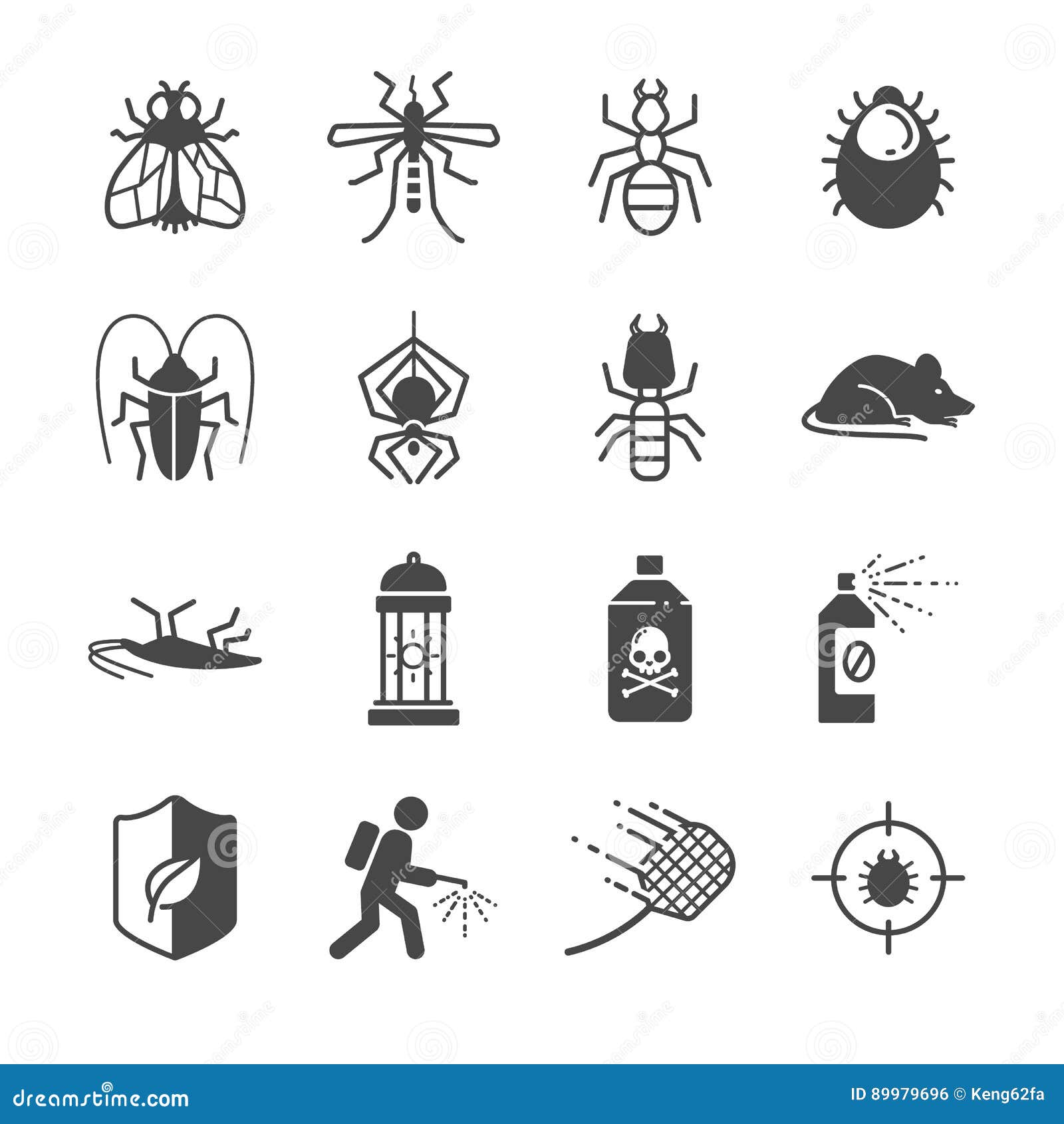 Ícones Dos Insetos E Do Controlo De Pragas Ilustração do Vetor ...