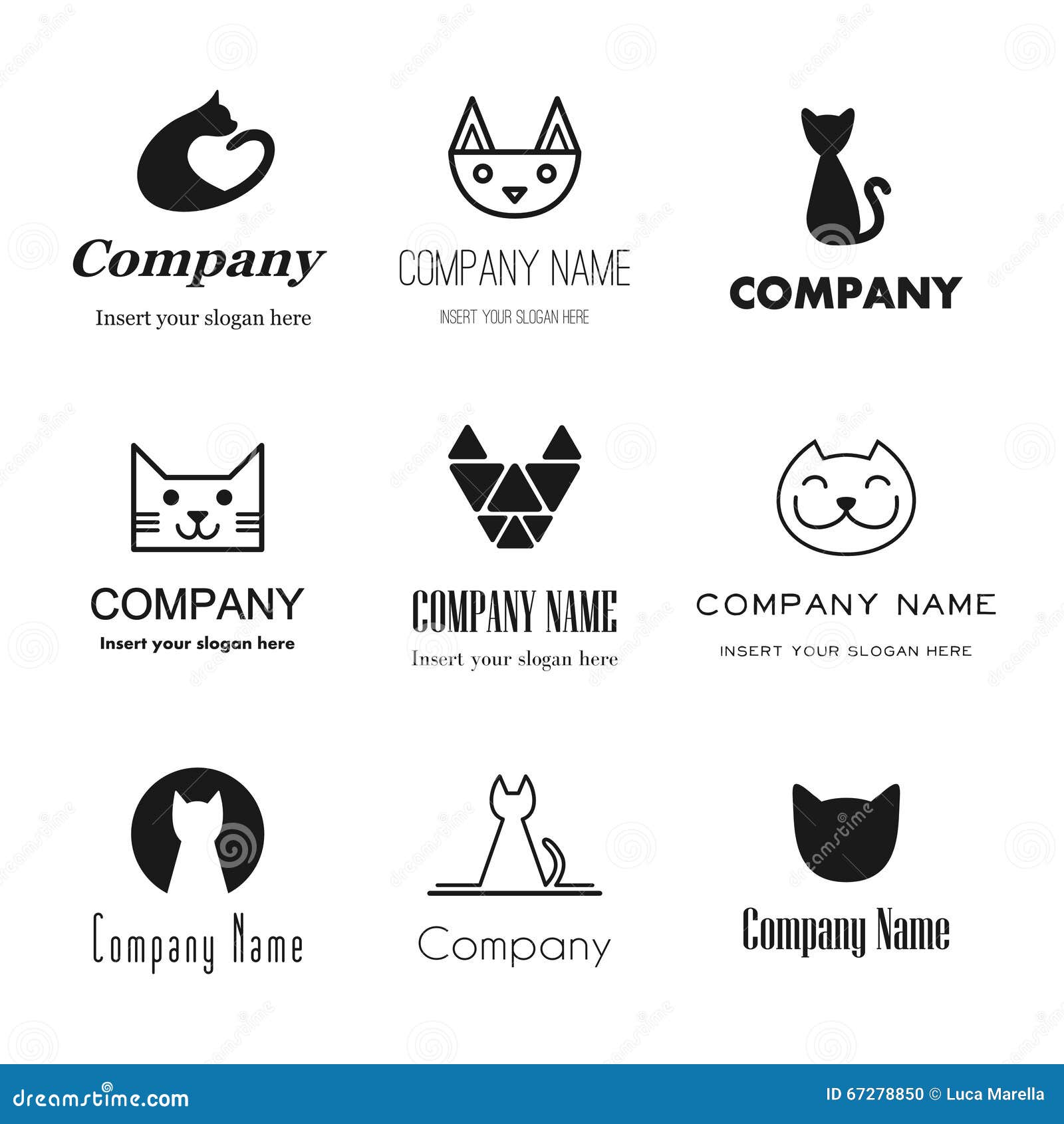 Ícones Dos Logotipos Do Gato Ilustração do Vetor - Ilustração de ...