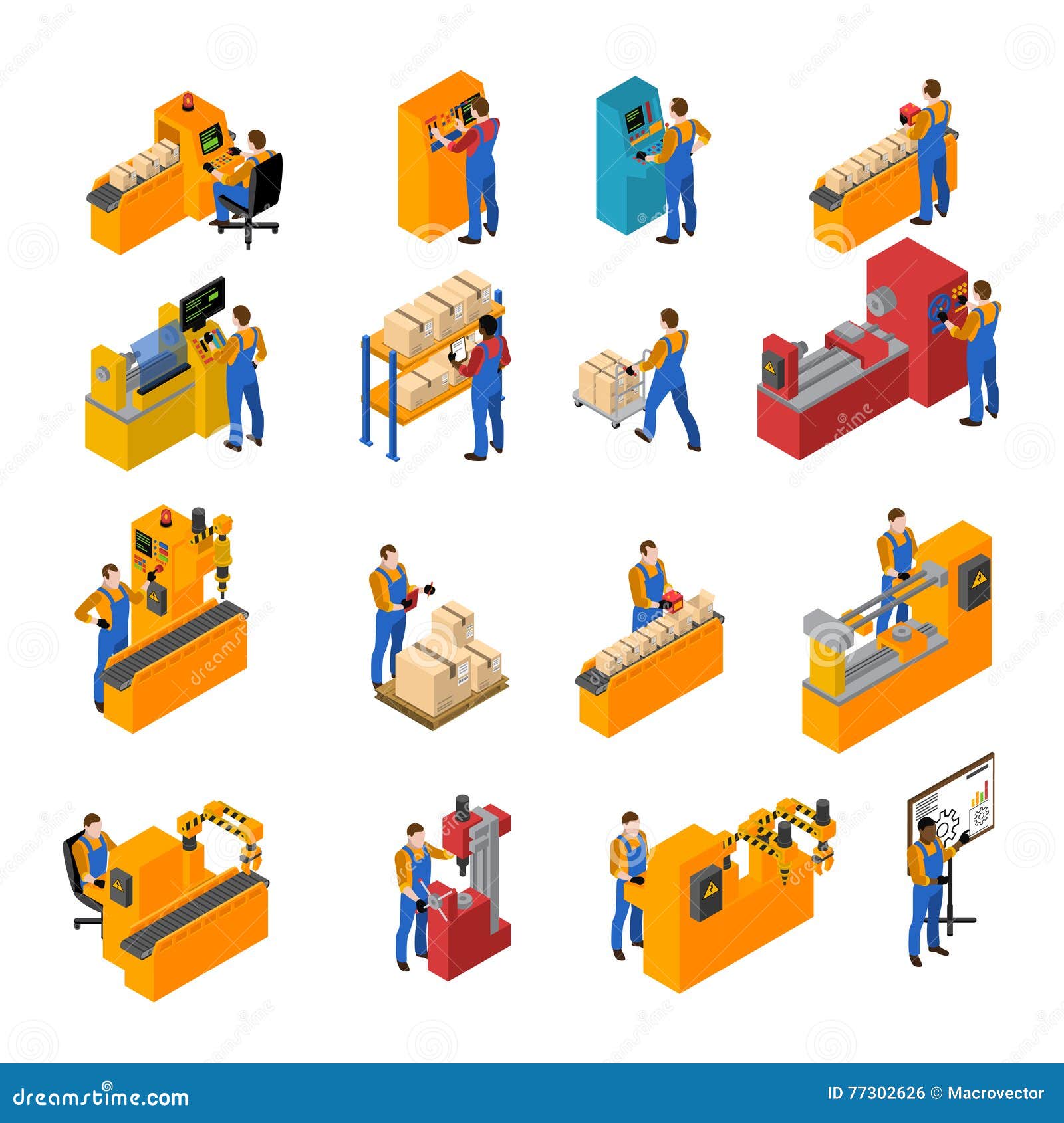 Ícones Dos Operários Ajustados Ilustração do Vetor - Ilustração de ...