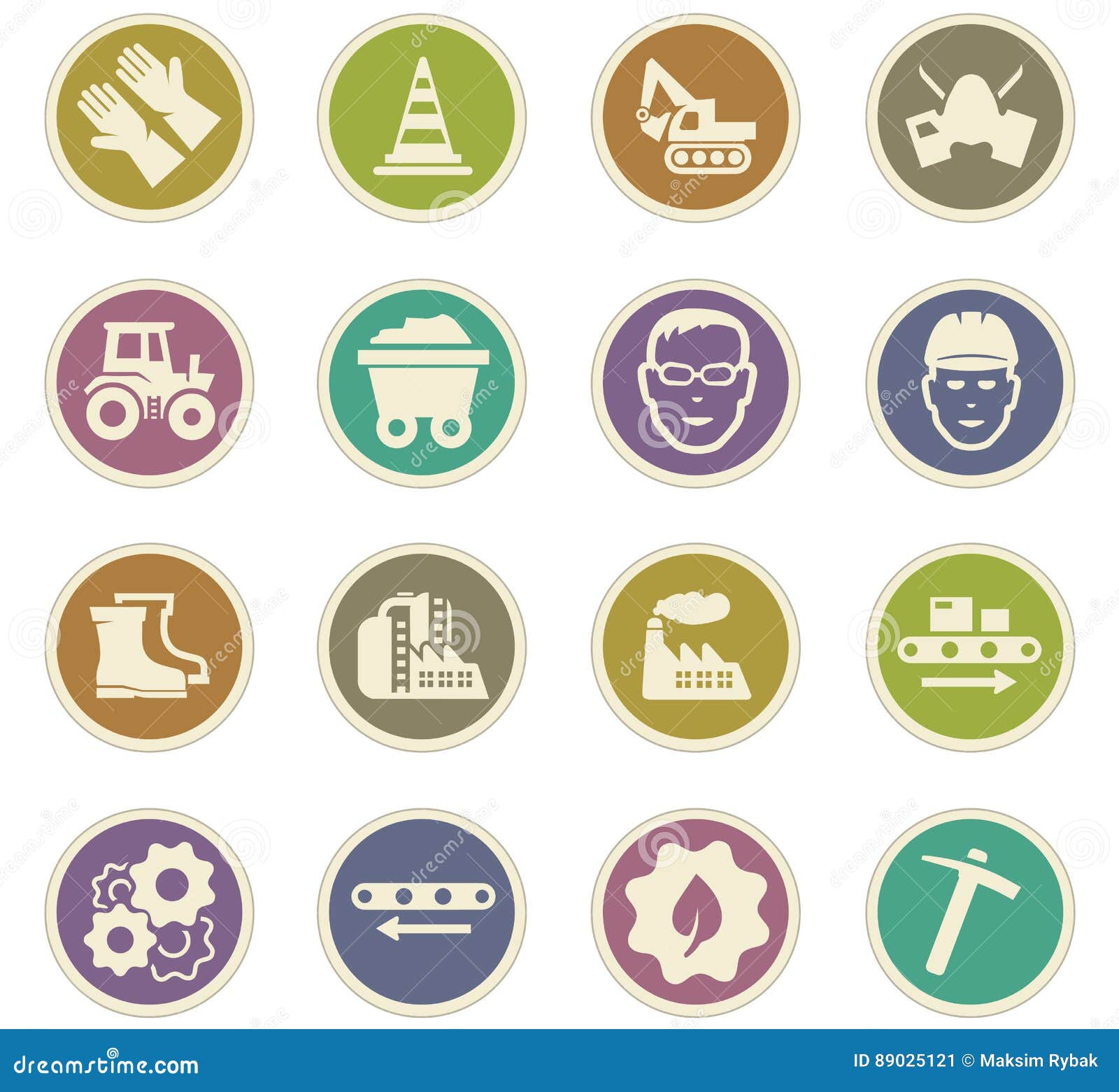 Ícones Industriais Ajustados Ilustração do Vetor - Ilustração de ...