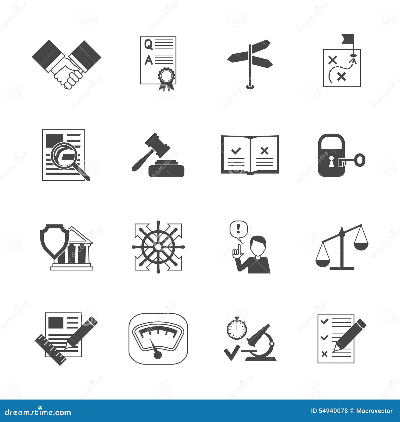 Ícones Legais Da Conformidade Ajustados Ilustração do Vetor ...