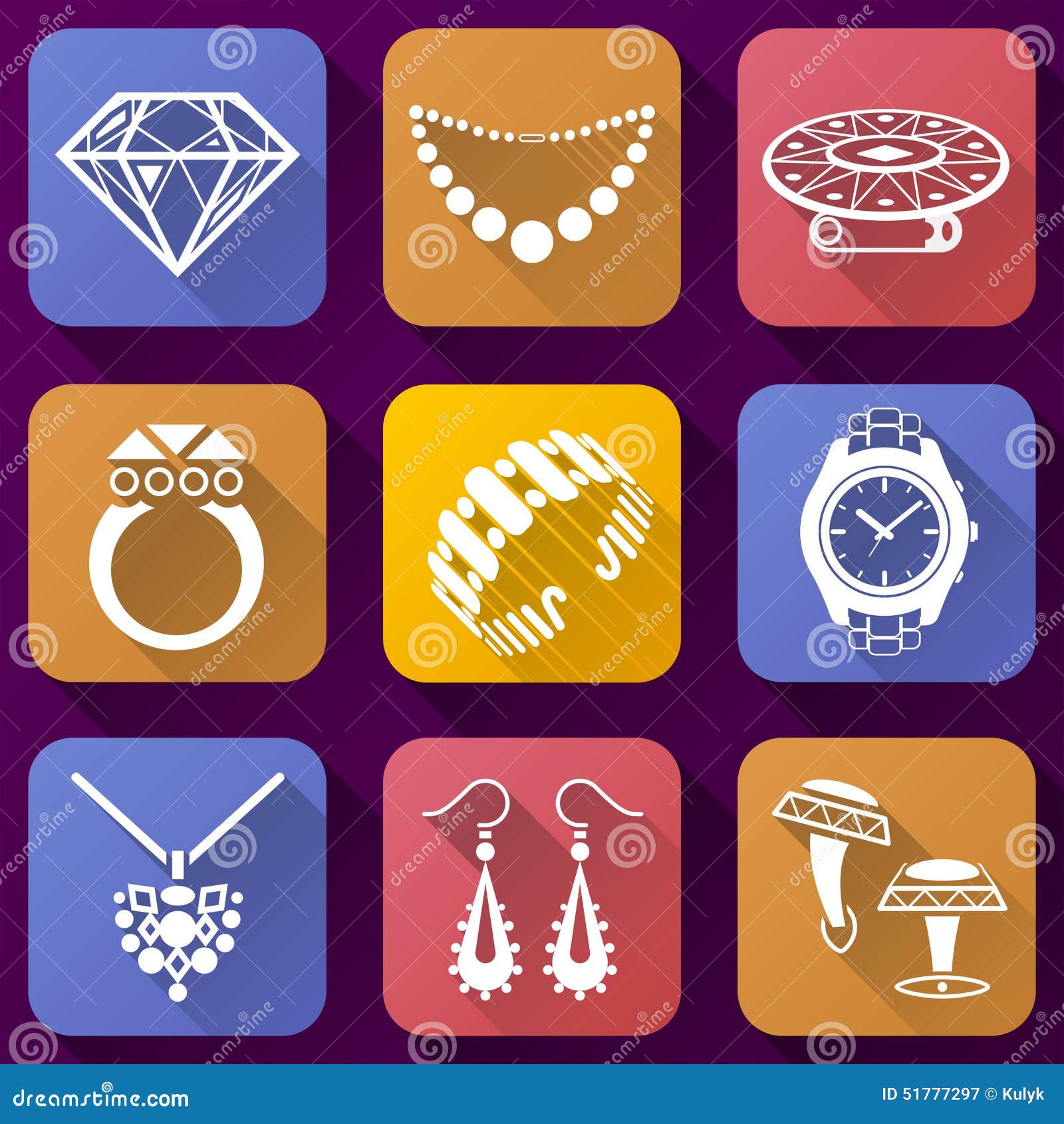 Ícones Lisos Ajustados De Elementos Da Joia Ilustração do Vetor ...
