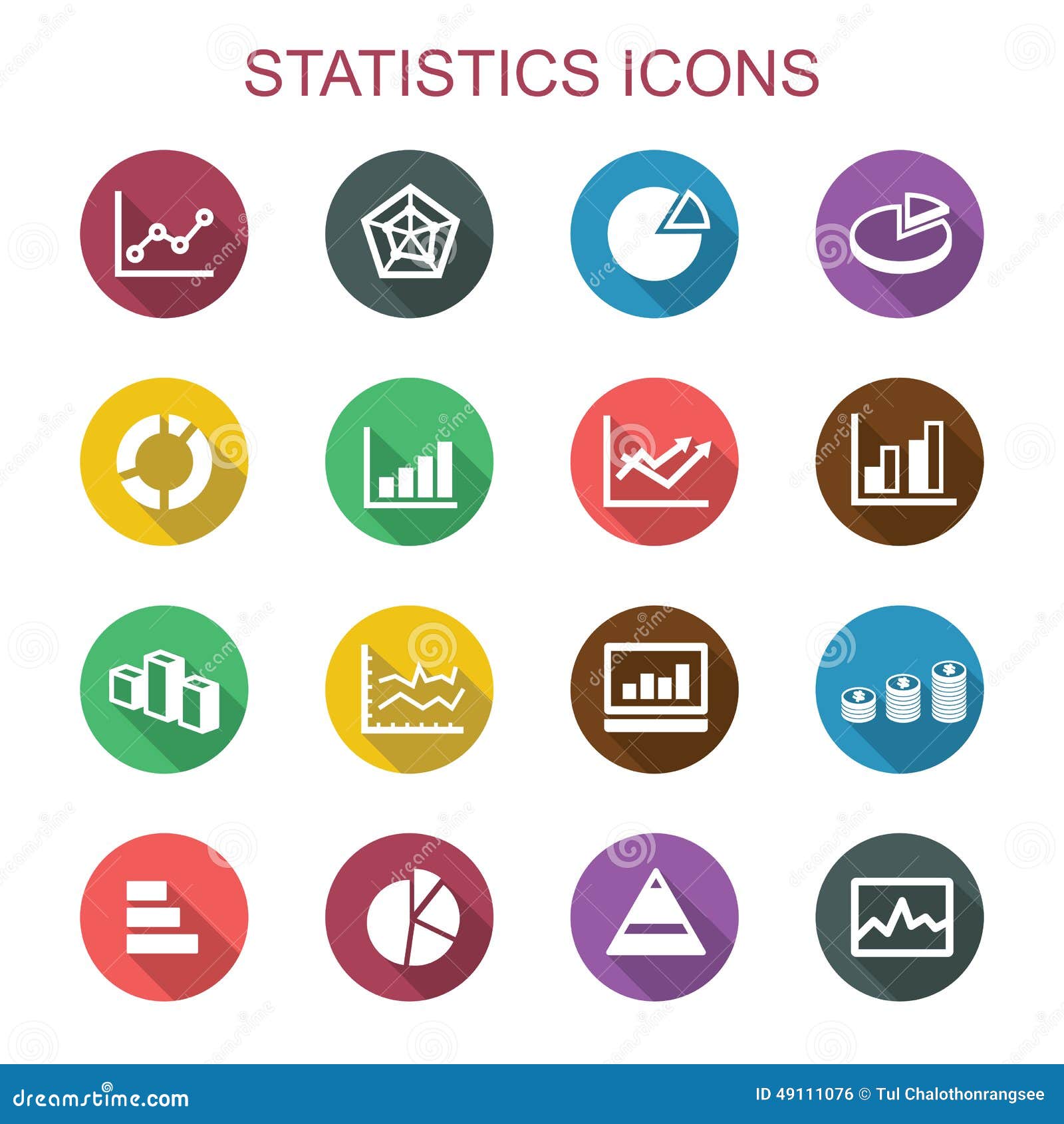 Ícones Longos Da Sombra Das Estatísticas Ilustração do Vetor ...