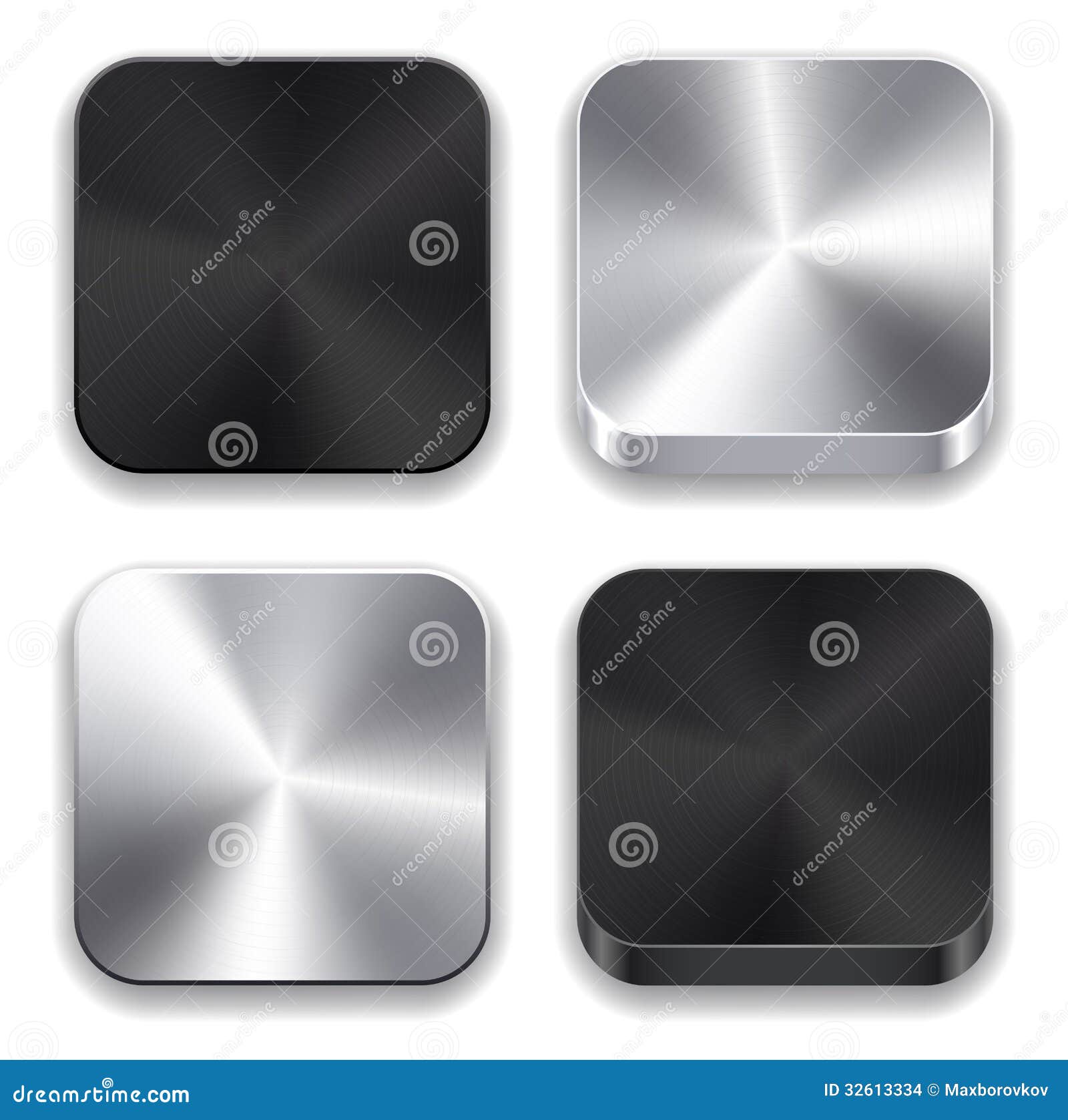 Ícones metálicos do app. ilustração do vetor. Ilustração de quadrado ...