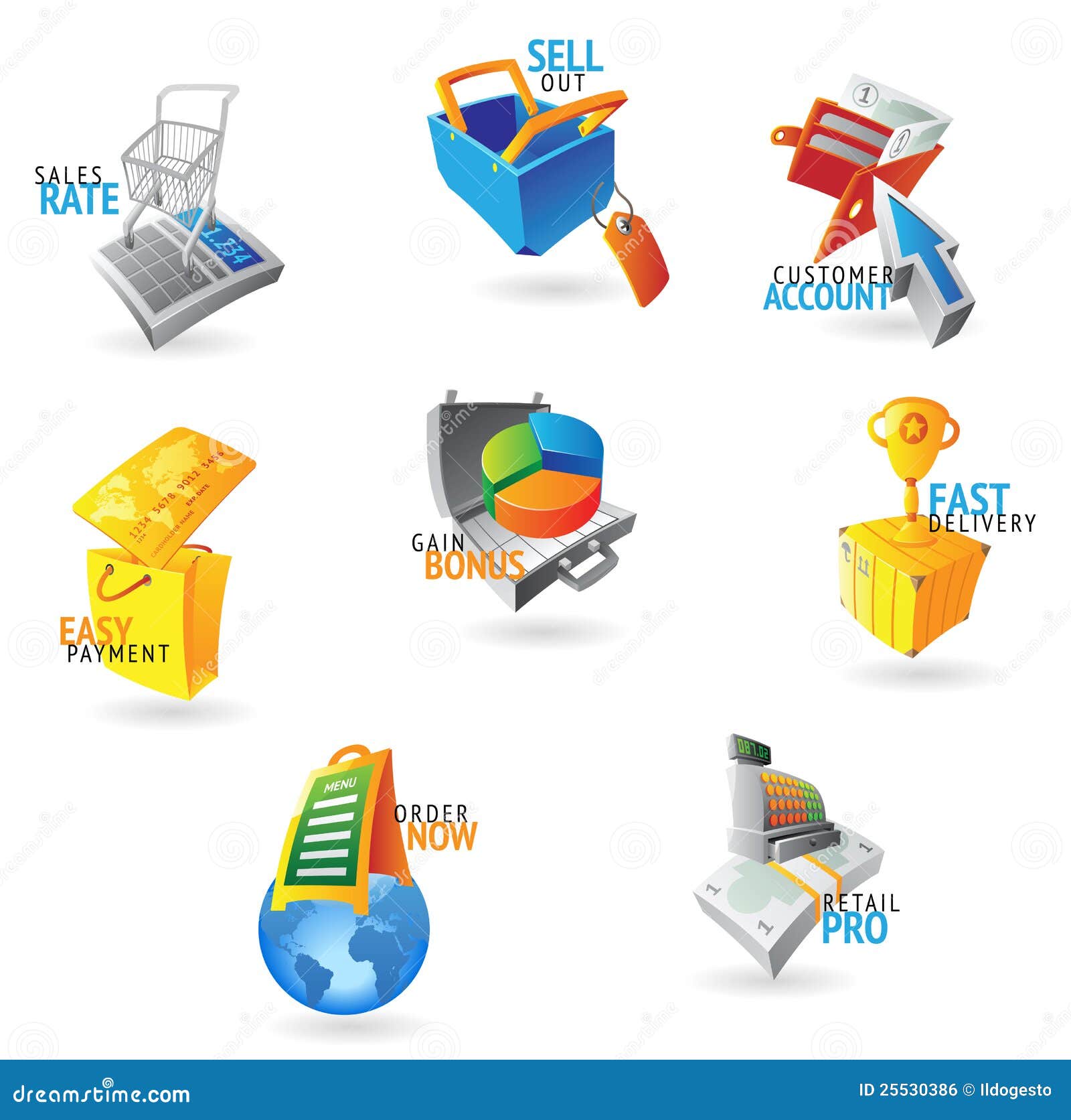 Ícones Para O Comércio E O Varejo Ilustração do Vetor - Ilustração de ...