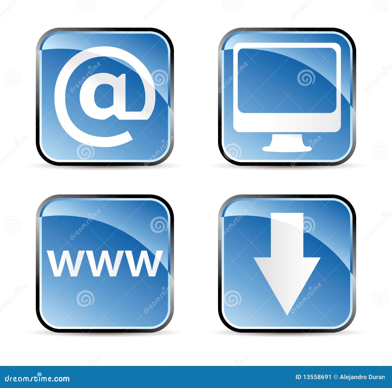 Ícones quadrados do Web ilustração do vetor. Ilustração de brilhante ...