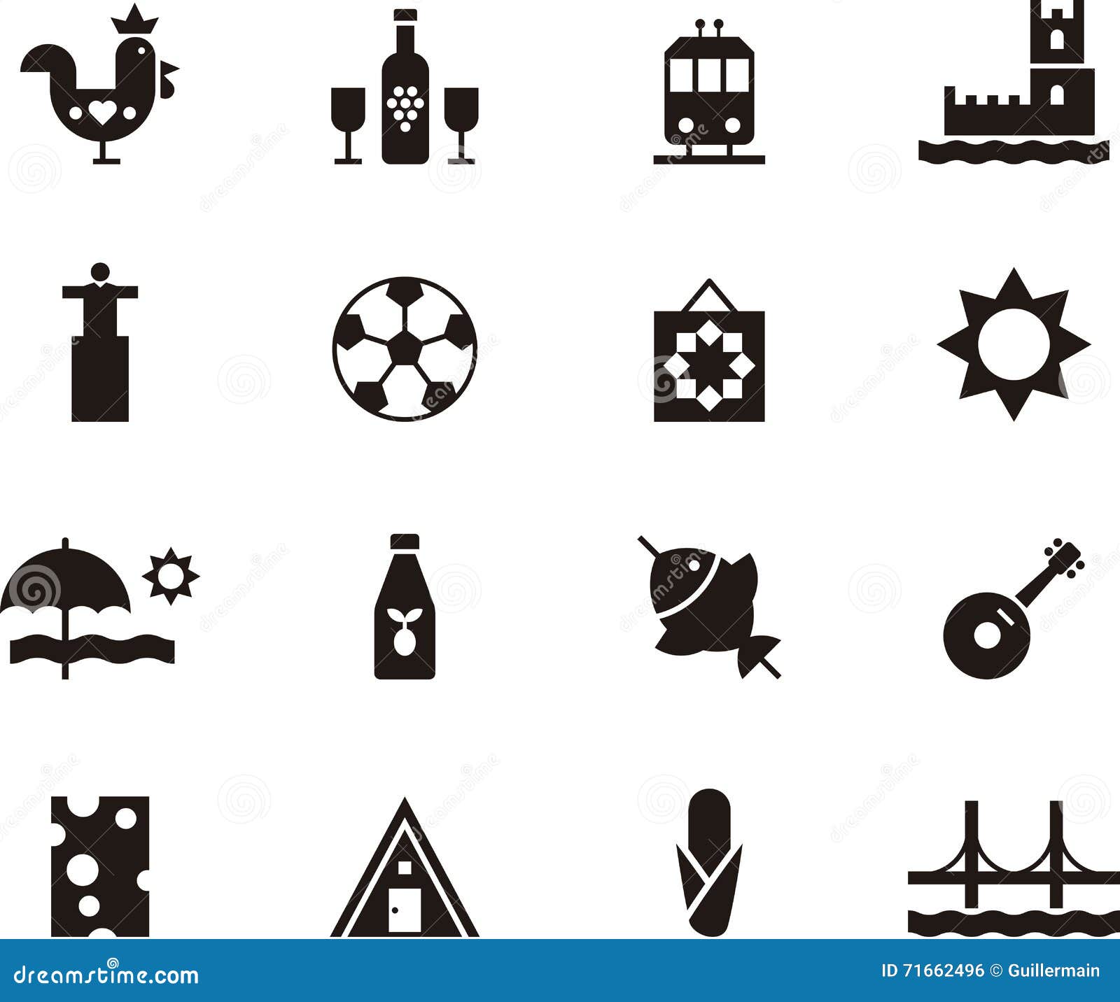 Ícones Que Simbolizam Portugal E Lisboa Ilustração do Vetor ...