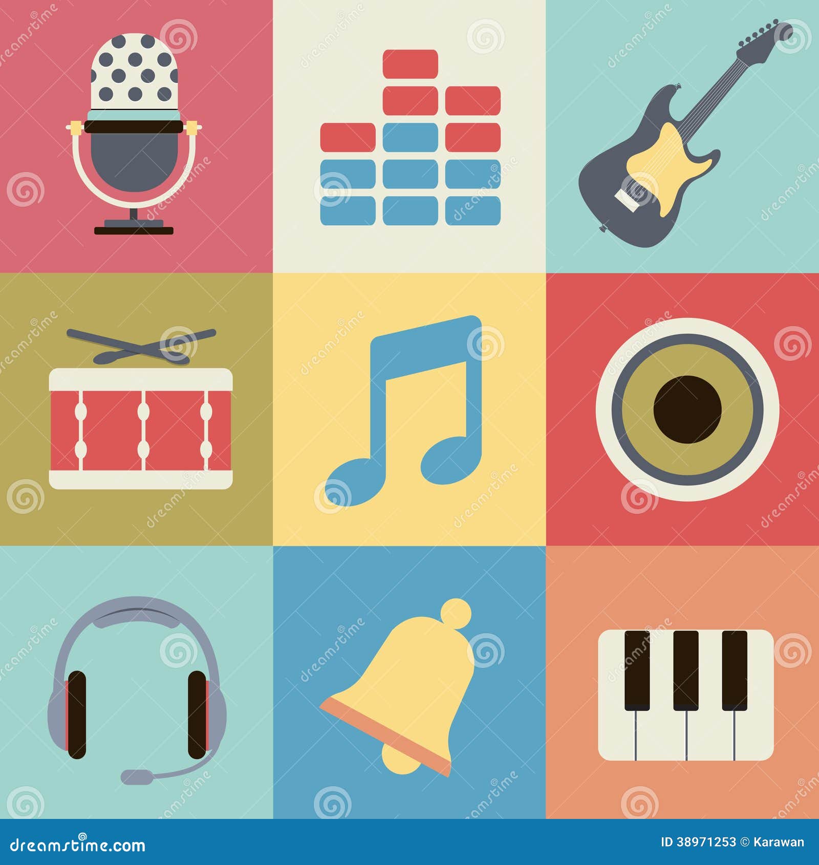 Ícones retros da música ilustração do vetor. Ilustração de registro ...