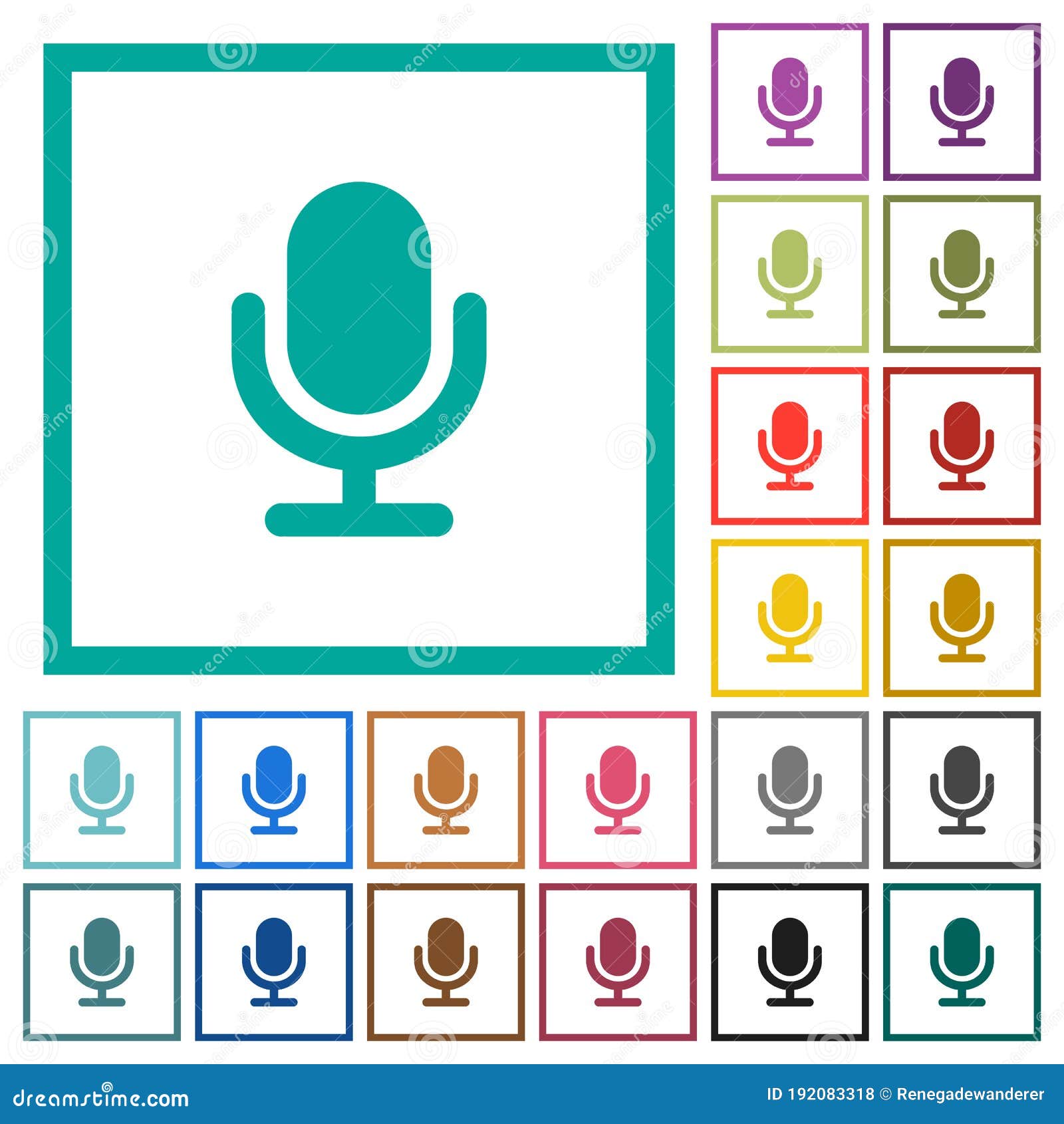 ícones Simples De Cor Plana De Microfone Com Quadros De Quadrante ...