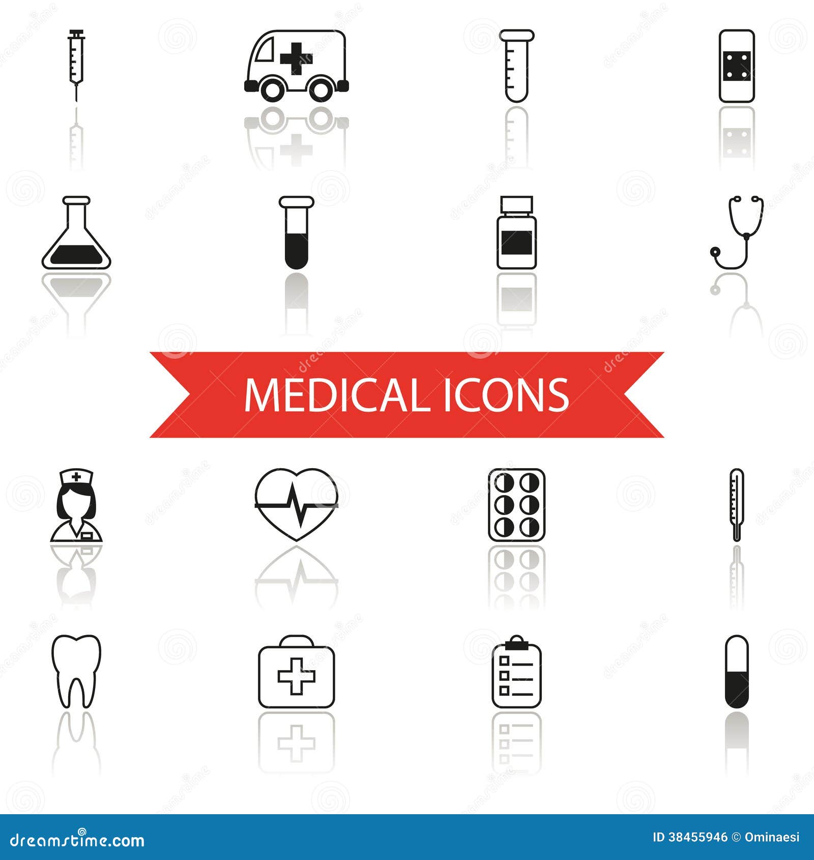 Ícones Simples E Grupo De Símbolos Médicos Isolado Com Ilustração do ...