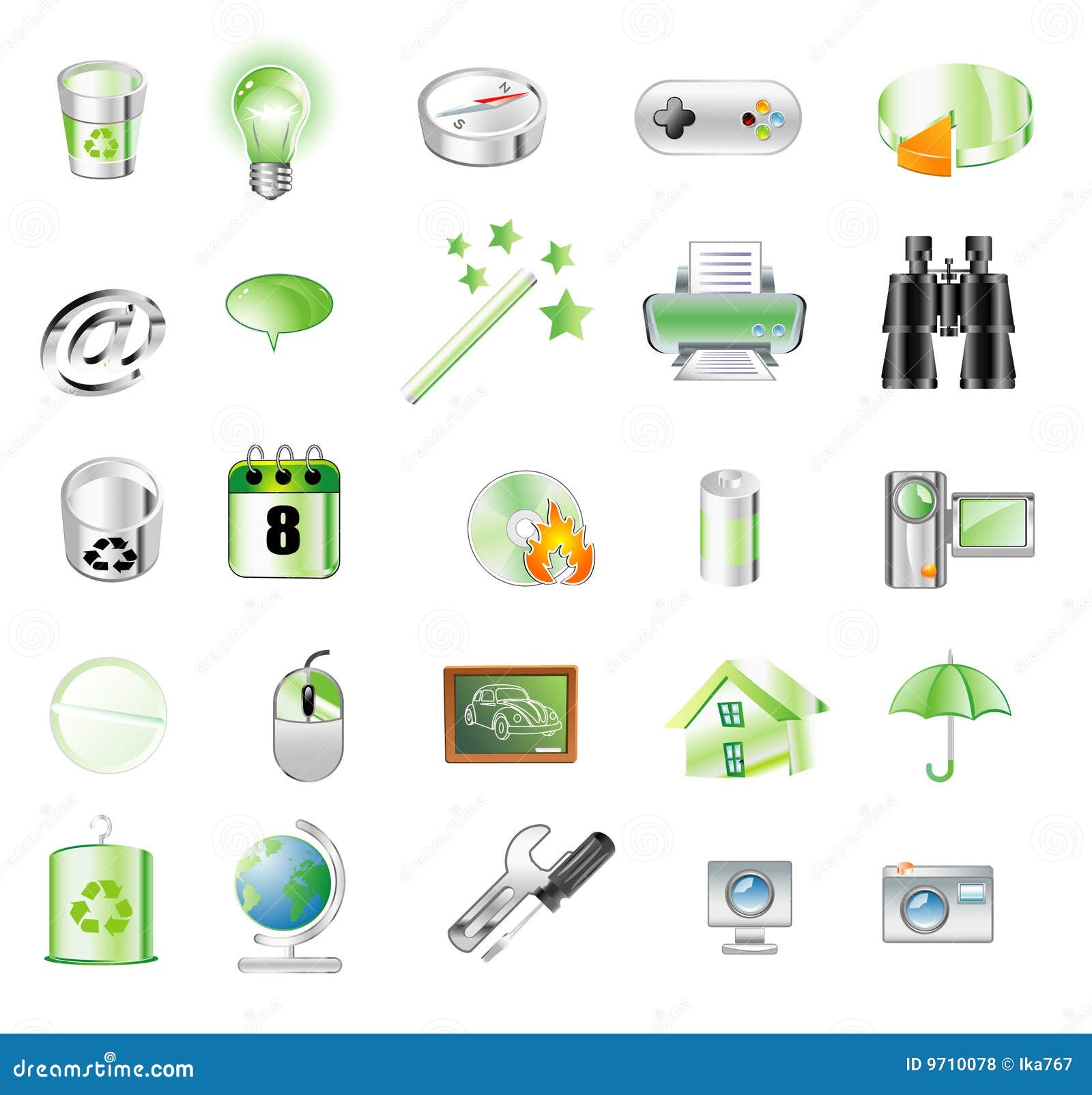 Ícones verdes ilustração do vetor. Ilustração de seta - 9710078