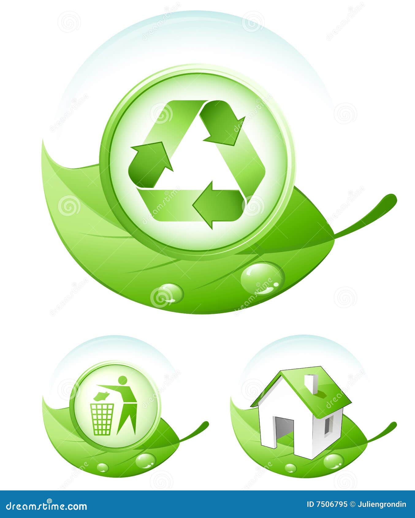 Ícones verdes do conceito ilustração do vetor. Ilustração de reciclagem ...