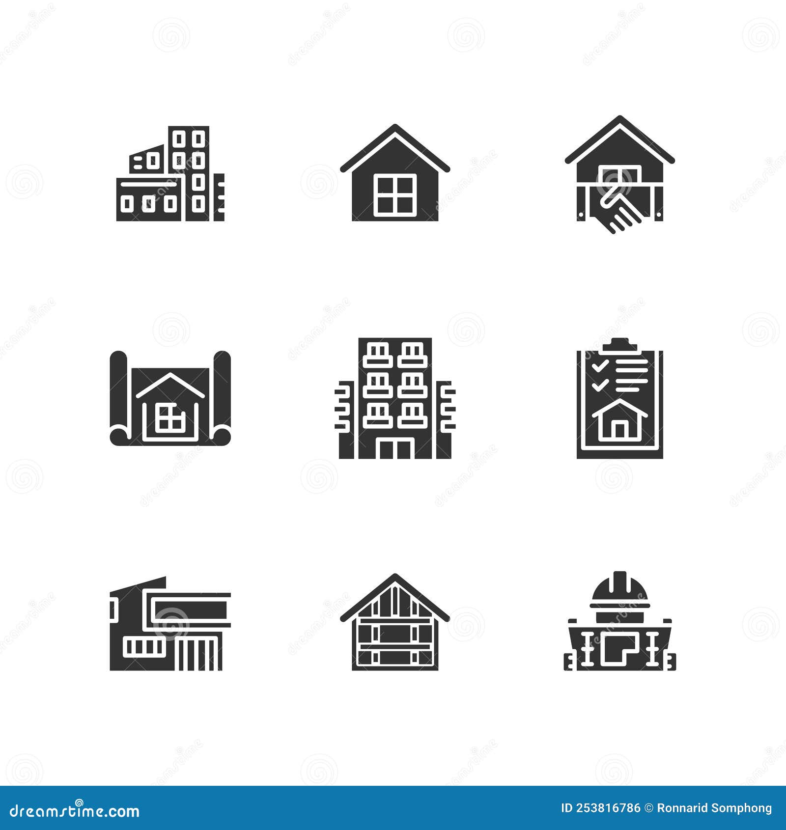 íconos De La Casa Modelo Vectorial Ilustración Edificio Residencial ...