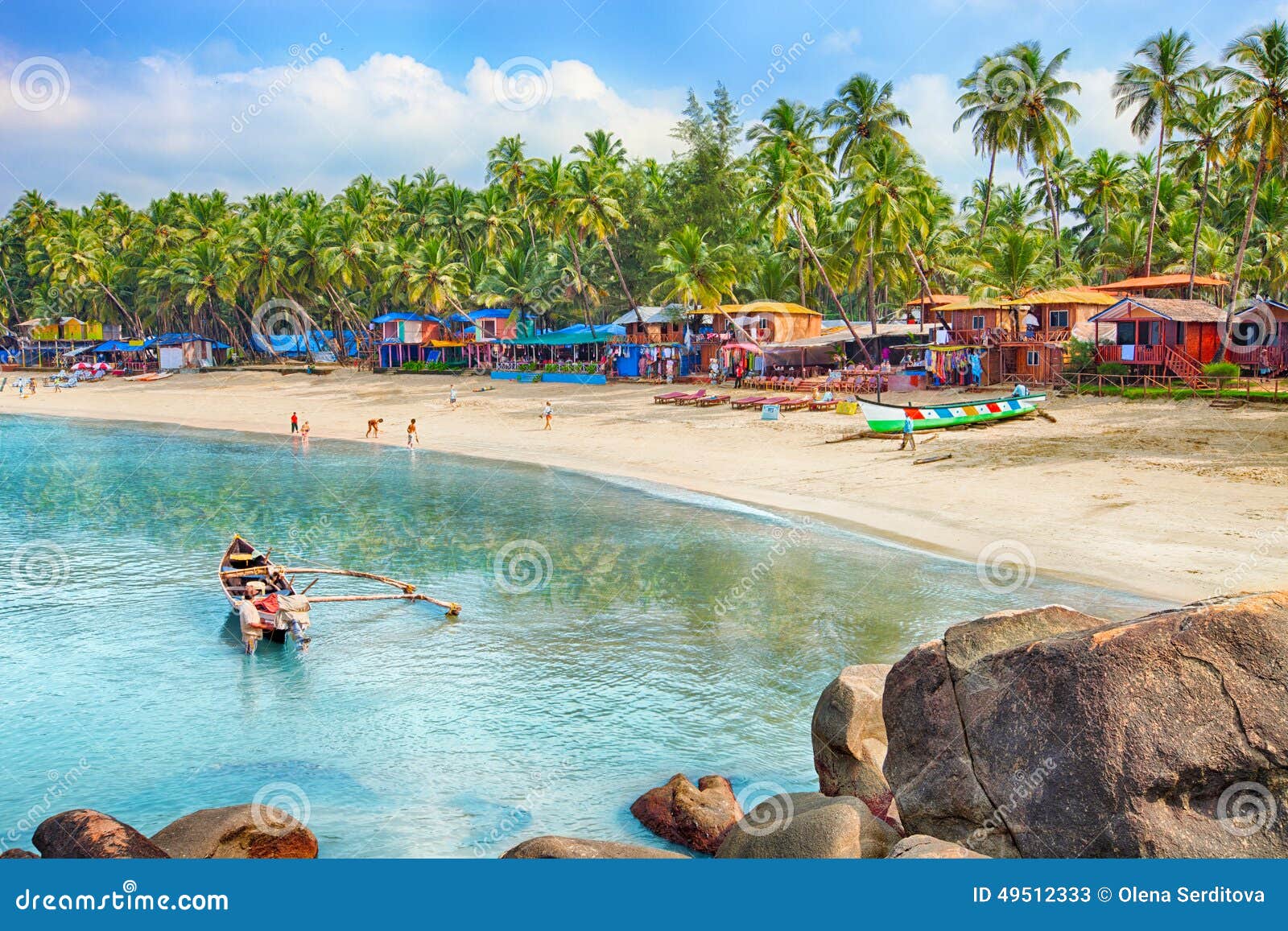 Índia, Goa, Praia De Palolem Imagem de Stock - Imagem de barco, azul ...