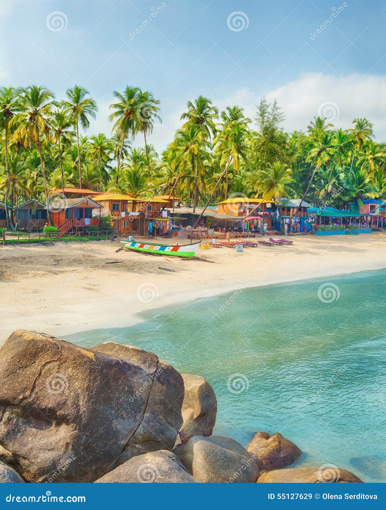 Índia, Goa, Praia De Palolem Imagem de Stock - Imagem de barco, selva ...