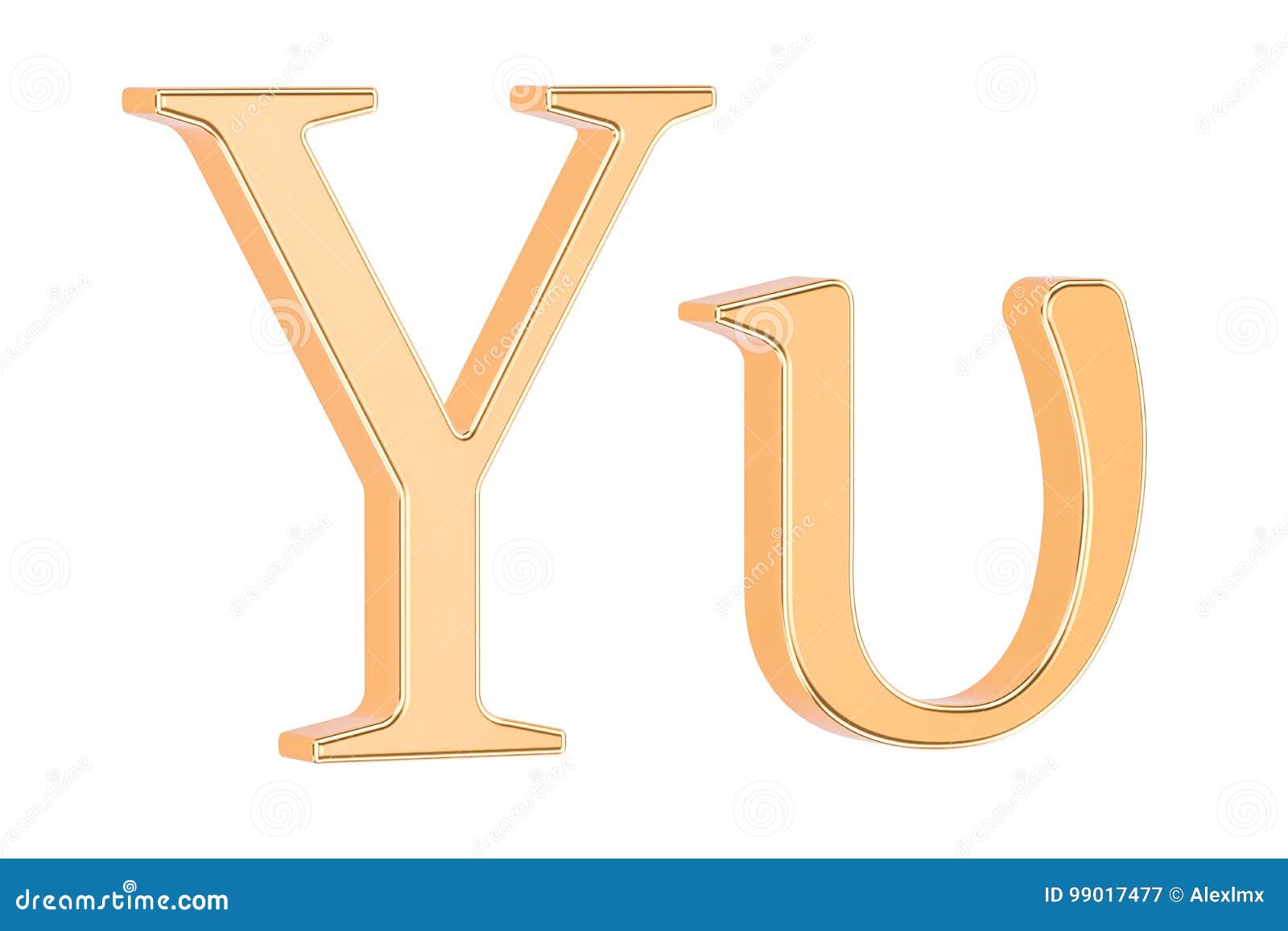 Ípsilon Griega De Oro De La Letra, Representación 3D Stock de ...