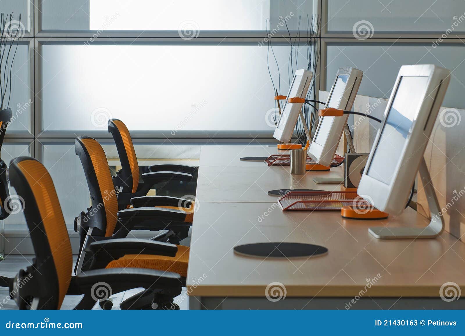 Computers with LCD Screens in it Office Stock Image - Image of business ...