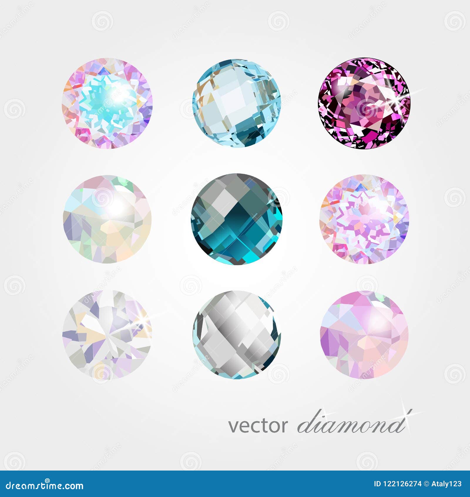 Ð¡ollection of Different Colour Vector Gemstones Stock Vector ...