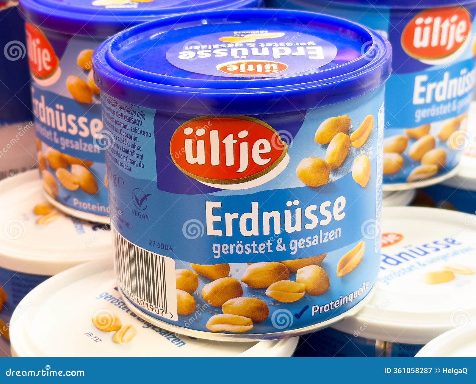 Ültje Roasted Salted Peanuts Packaging in Blue Container Editorial ...