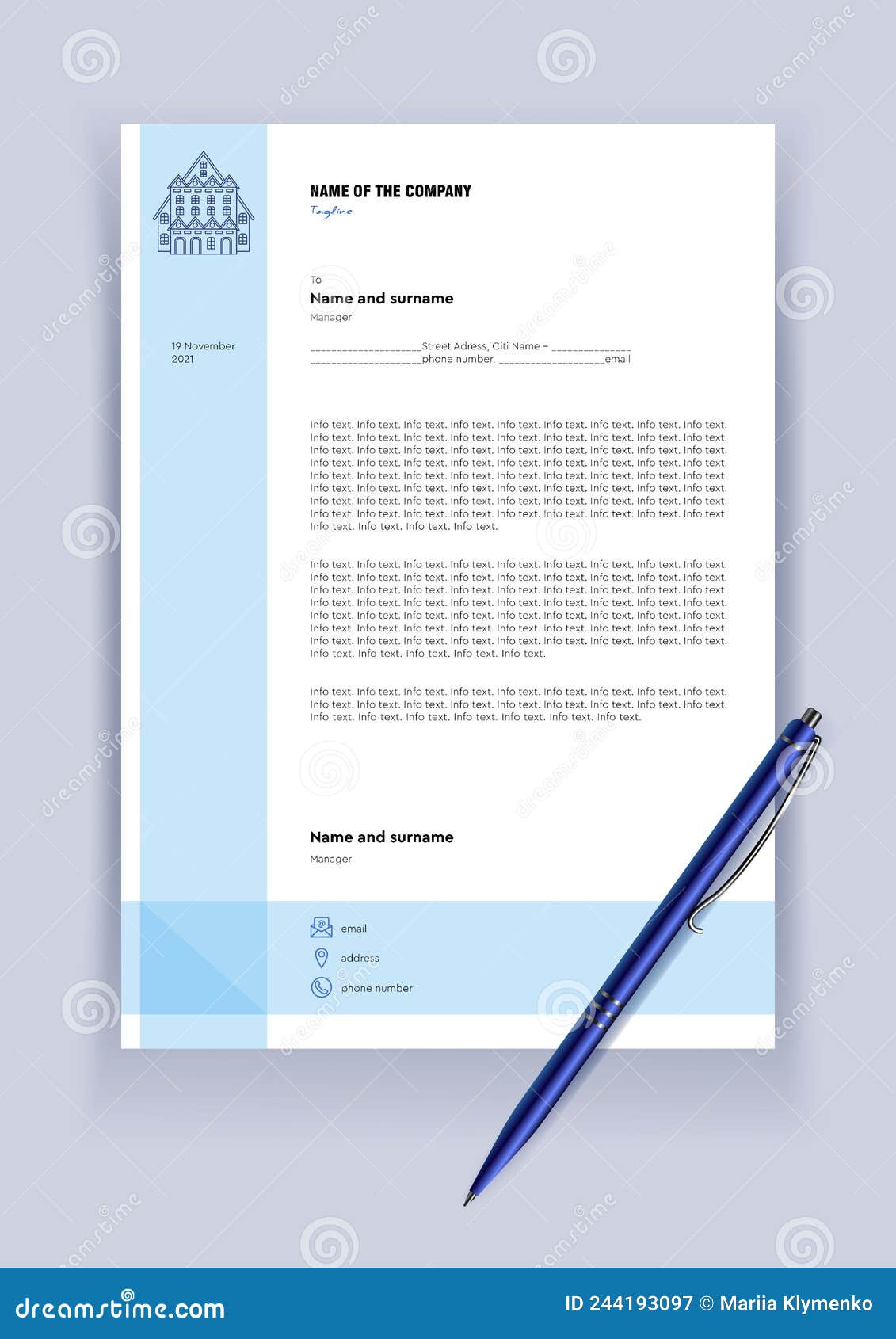 Official Letter. Corporate Style. Document with a Pen Stock Vector ...