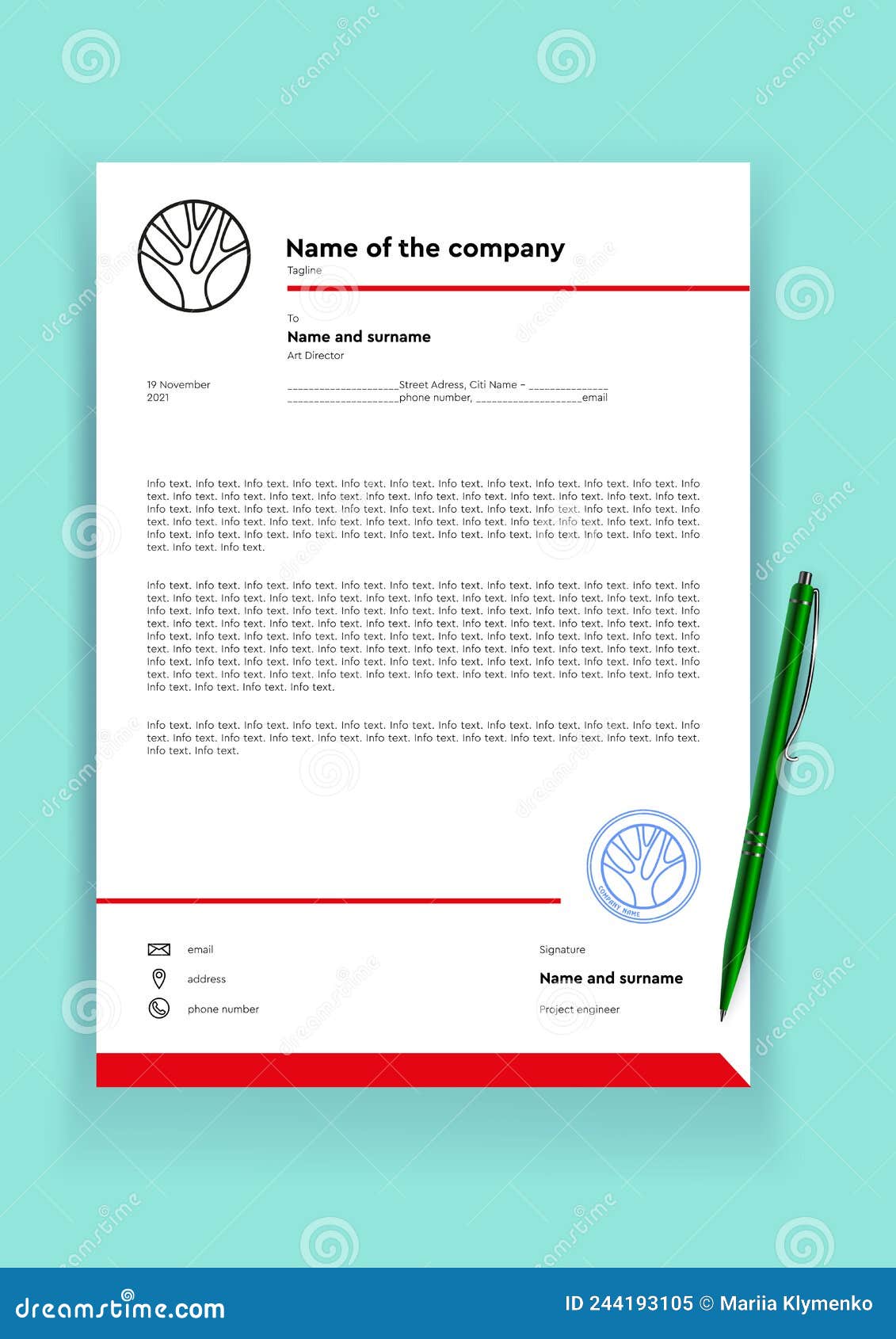 Mockup. Non-existent Document. Arrangement of Information on a Sheet ...