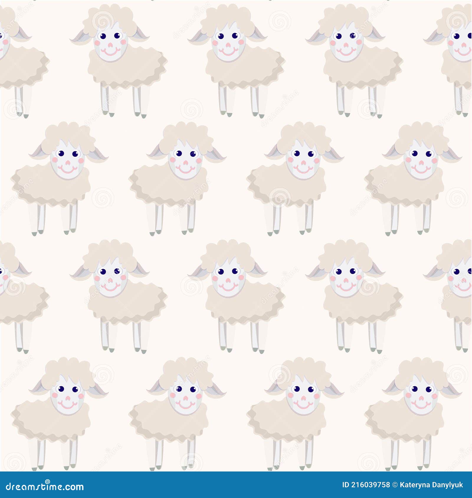 Sheep Cartoons Seamless Pattern. Beige Cartoons Farm Animals Stock ...