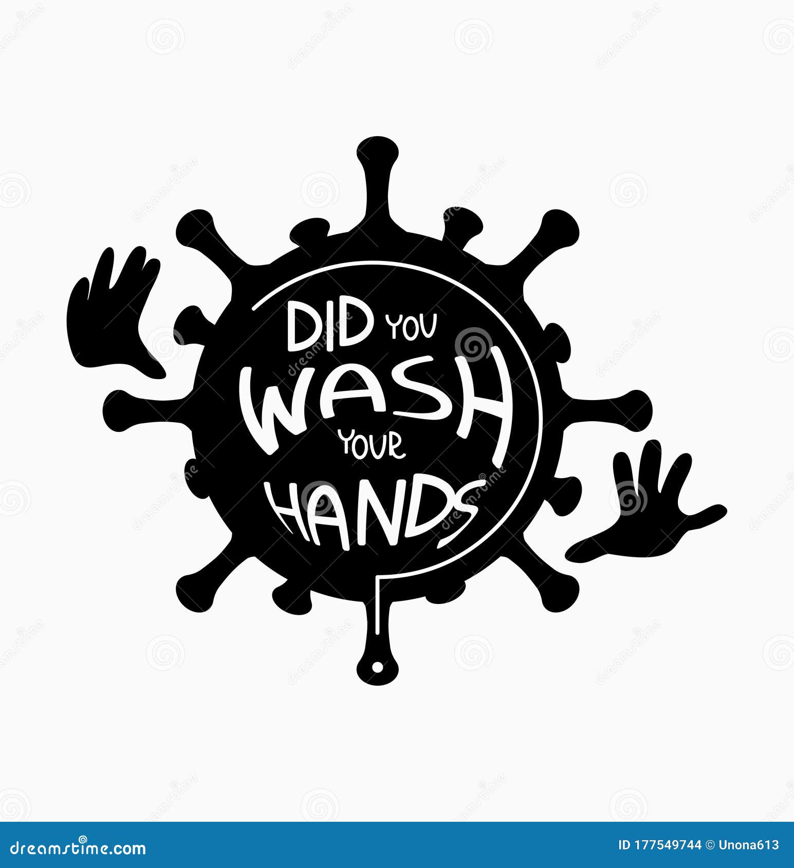 DID You Wash Your Hands Slogan Written on the Bacteria with Hands ...