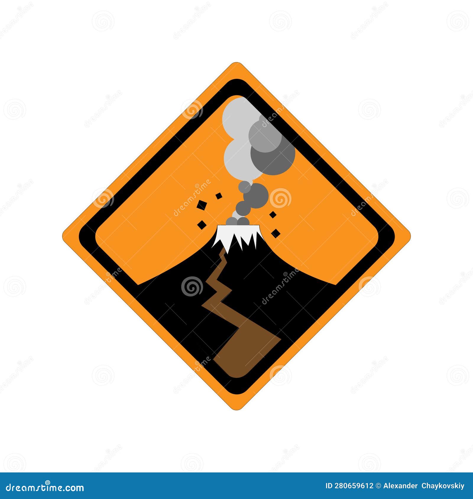 Vector Warning Sign about a Volcanic Eruption. Stock Illustration ...