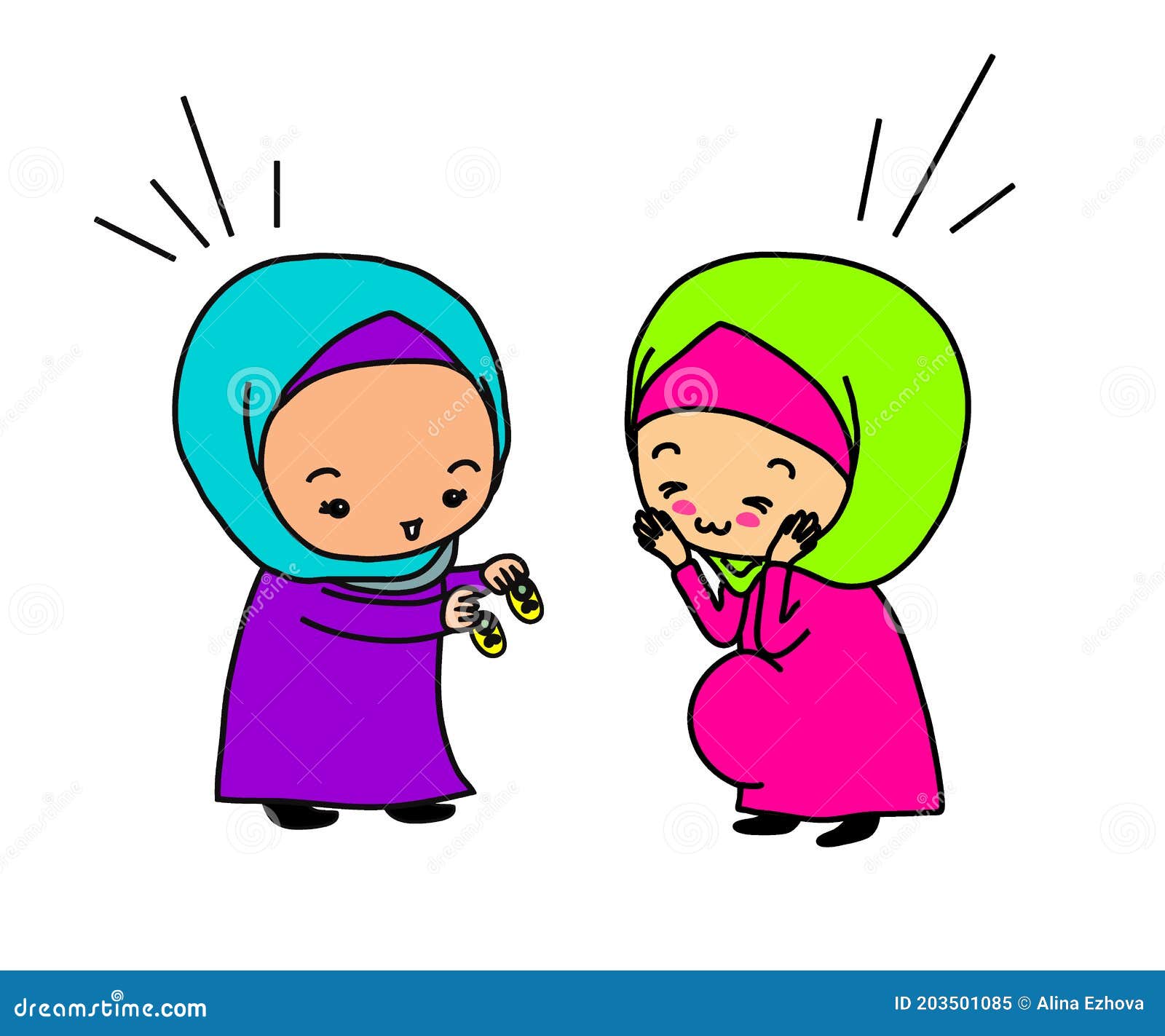 Two Muslim Women are Friends. Cartoon Stock Illustration - Illustration ...