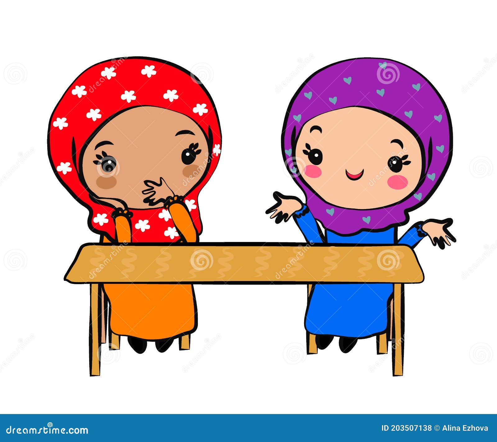 Two Muslim Women are Talking. Cartoon Stock Illustration - Illustration ...