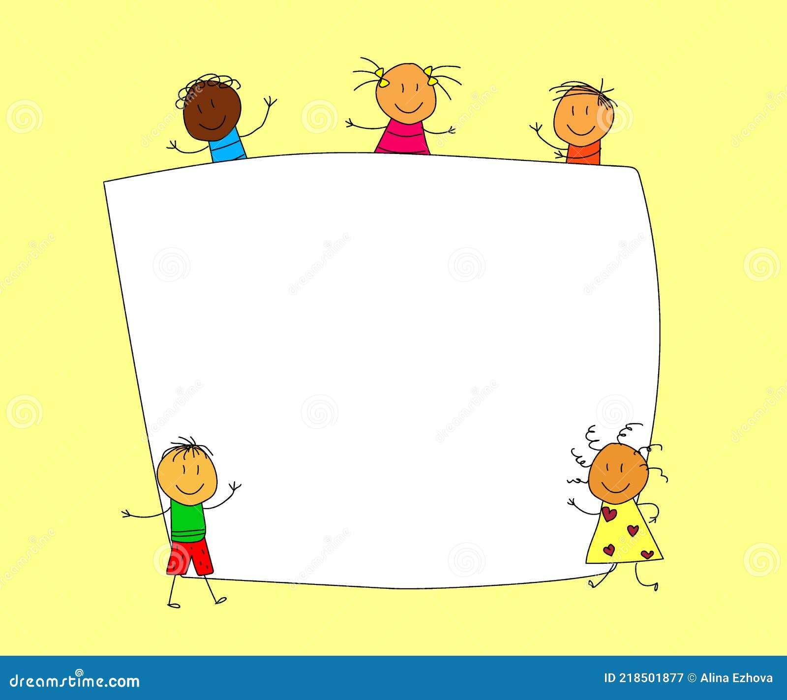 Various Children and a Blank Sheet of Paper. Children`s Creativity ...