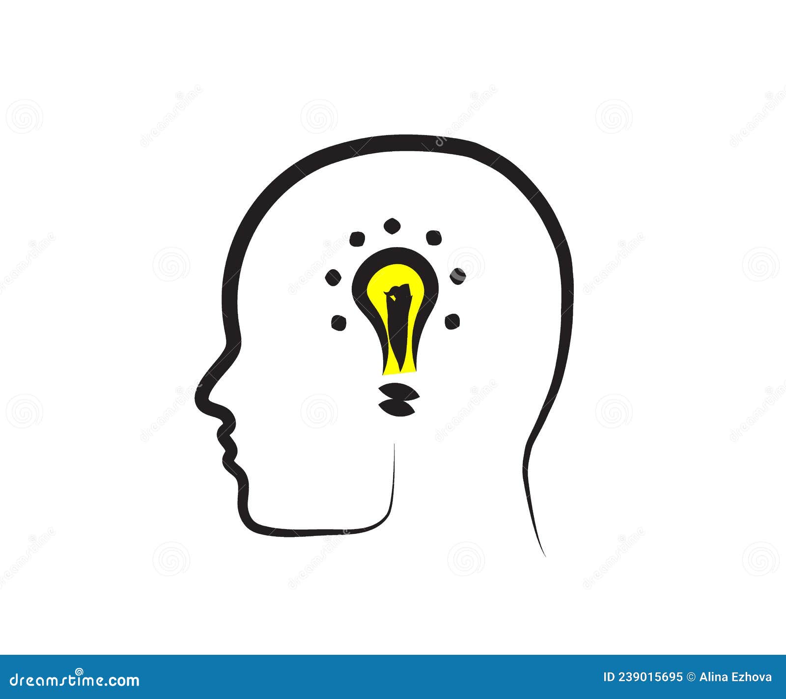 Glowing Light Bulb in the Head. Idea Symbol. Vector. Stock Vector ...