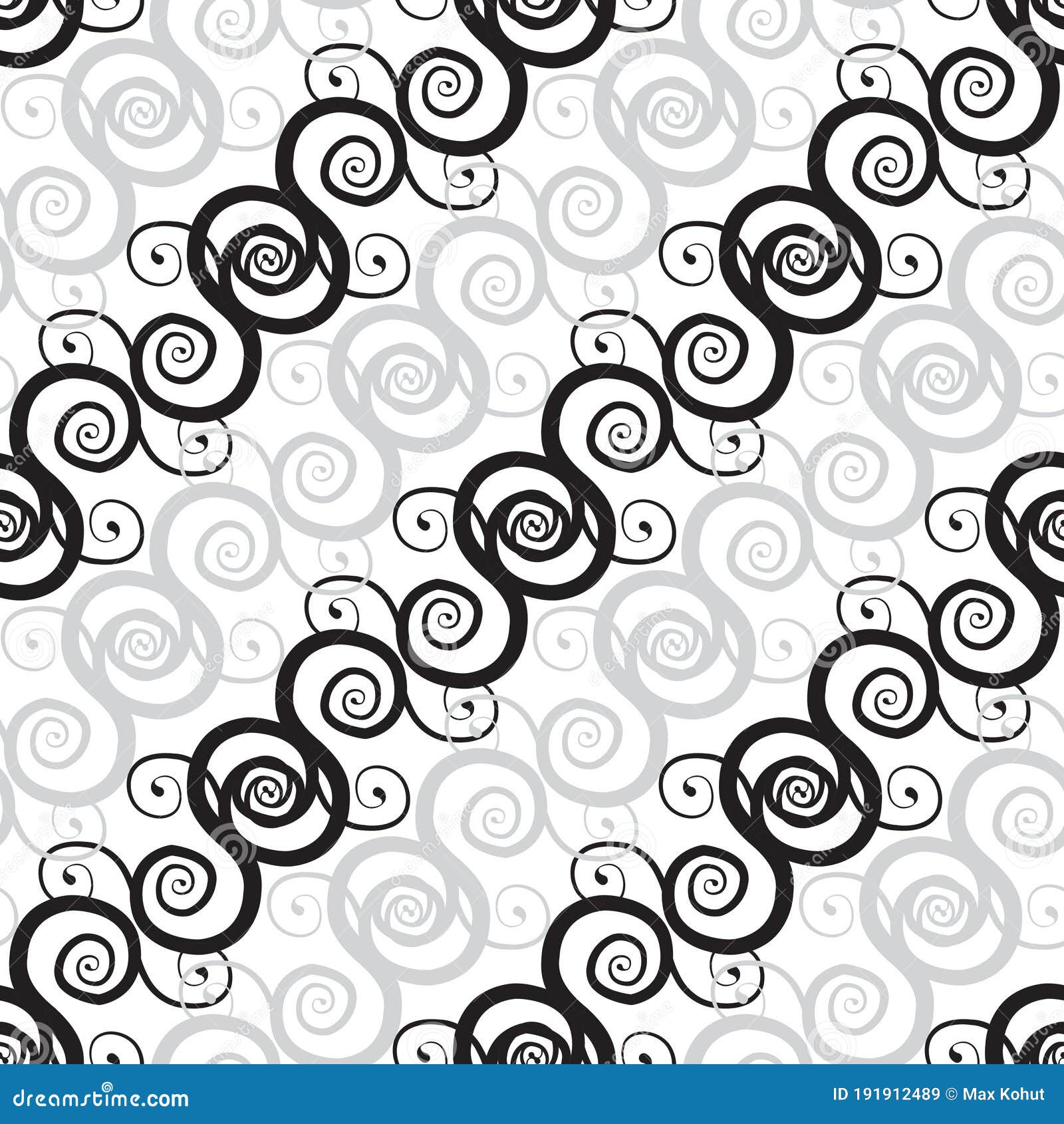 Vector Seamless Pattern with Diagonal Spiral Scrolls.Modern Stylish ...