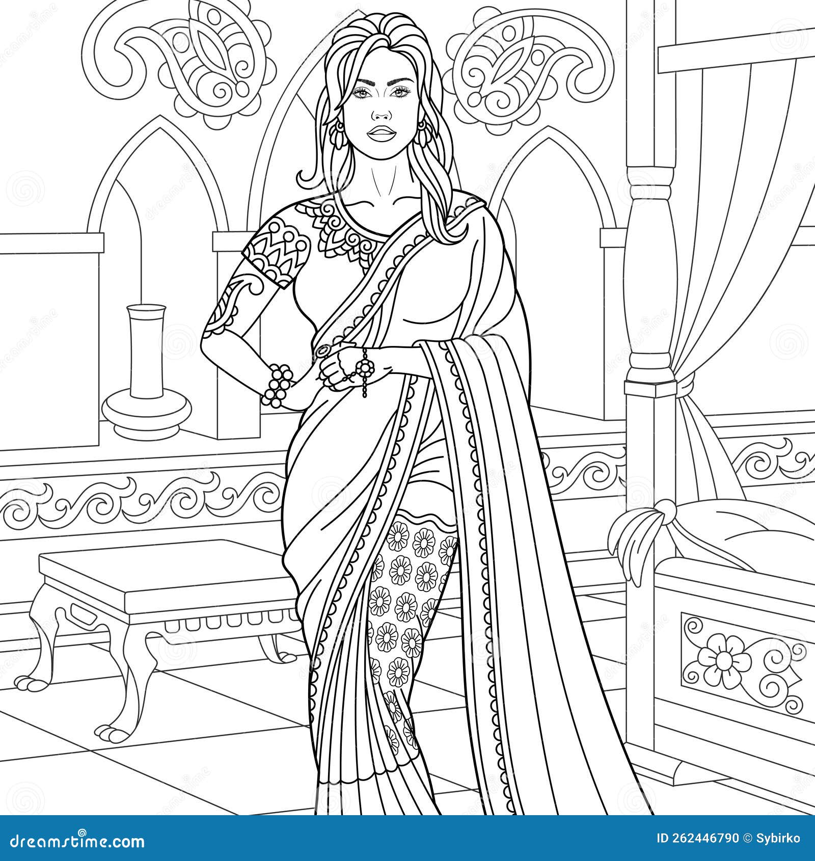 Hindi Women Coloring Pages