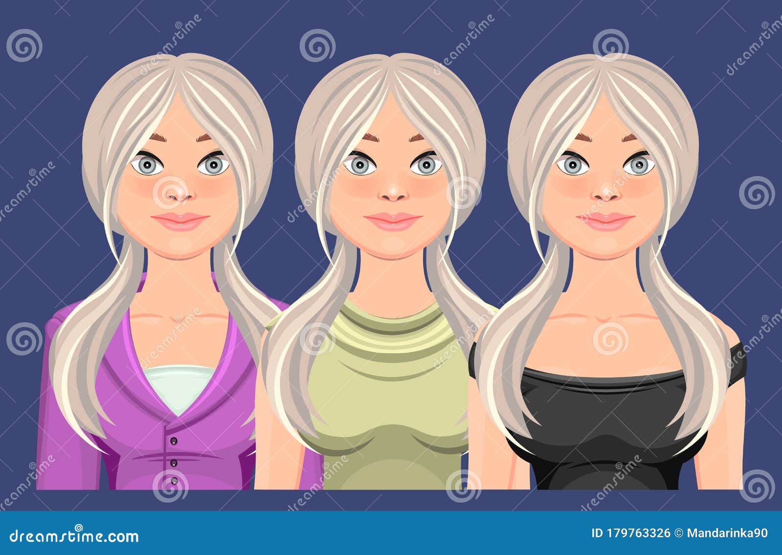 Set Portrait of Beautiful Girls. Avatar Vector Stock Vector ...