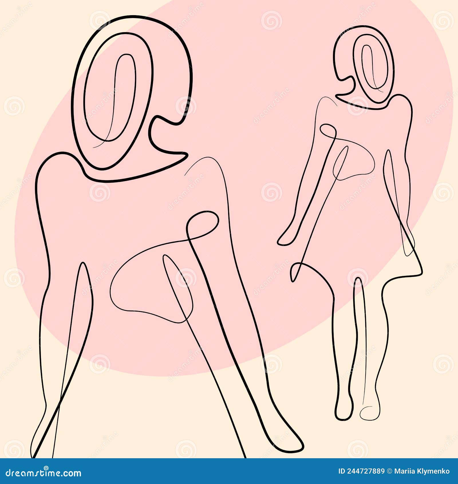 The Contour Drawing of the Girl Stock Vector - Illustration of elegance ...