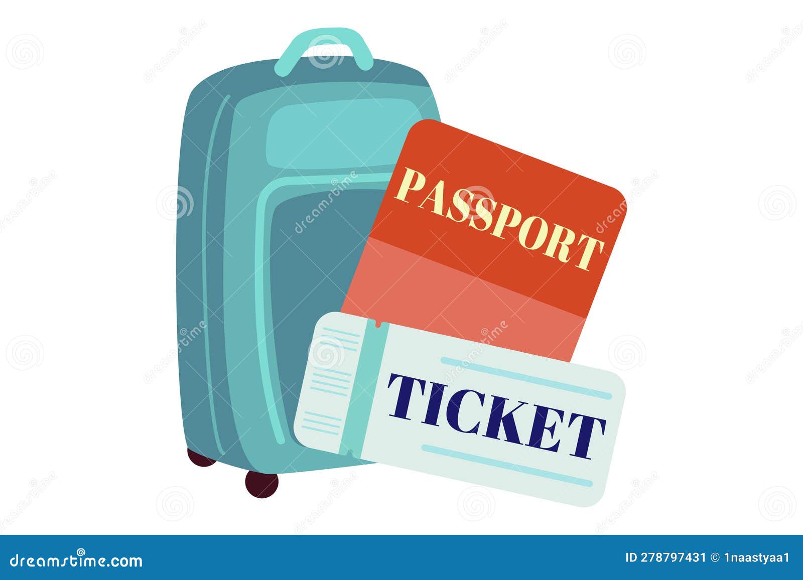 Illustrations Symbolizing Vacation or Travel , Documents, Travel Ticket ...