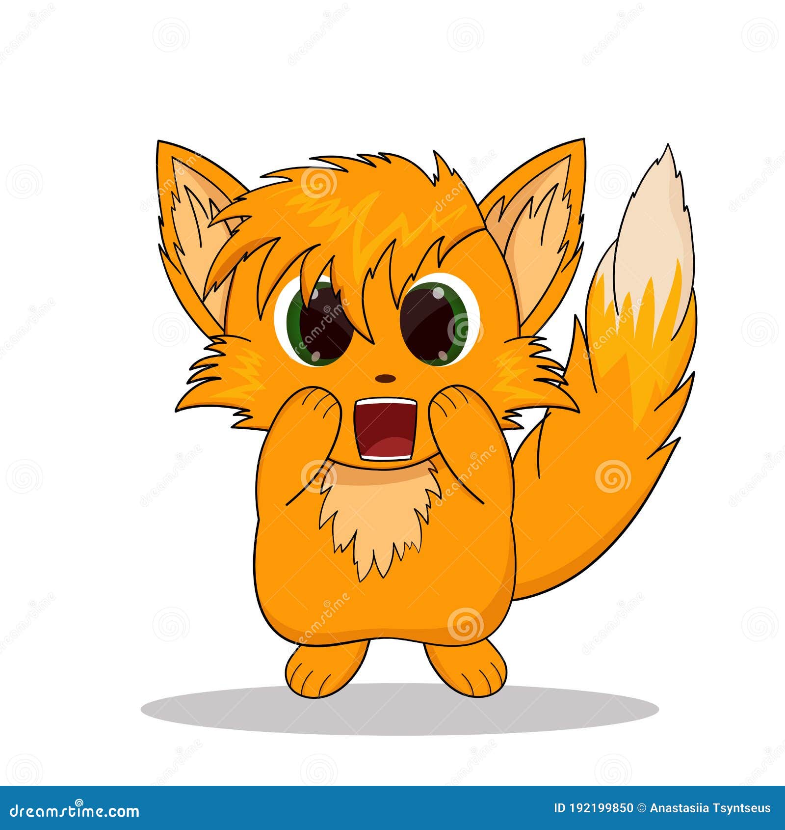 Emotion Scared Fox. Anime Fox. Stock Vector - Illustration of animal ...