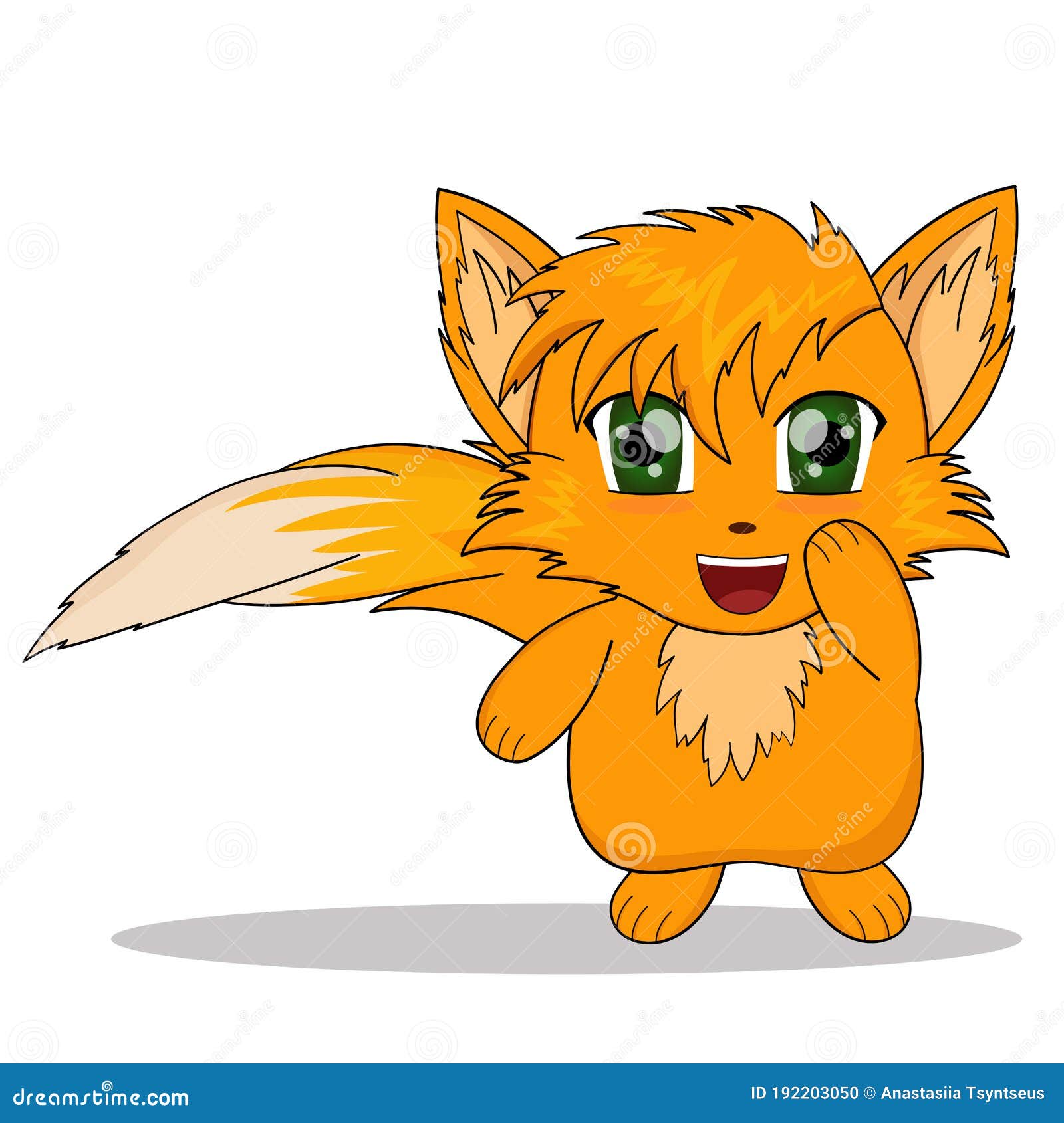 Anime Happiness Fox. Sticker Fox Laughing. Stock Vector - Illustration ...