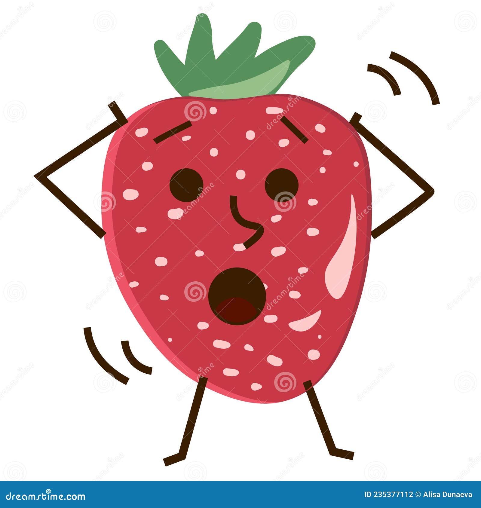 Image Sticker of a Red Strawberry that is Scared Stock Vector ...