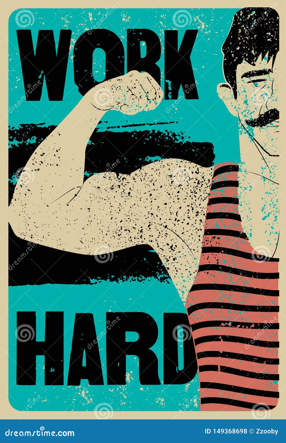 Work Hard. Retro Gym Typographic Vintage Grunge Poster Design with ...