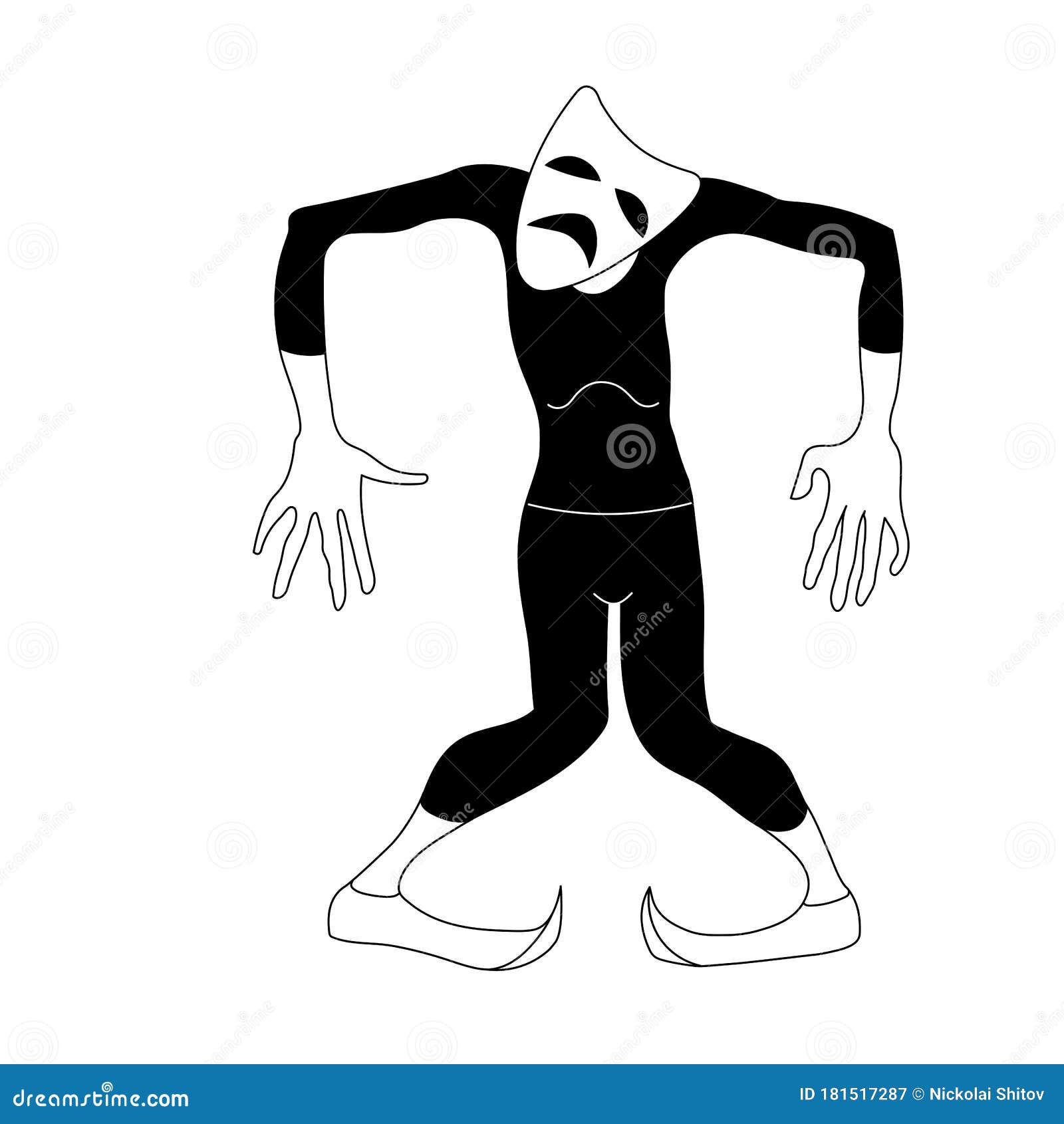A Dancing Actor on a Stage in Tights & a Theatrical Mask of Tragedy ...