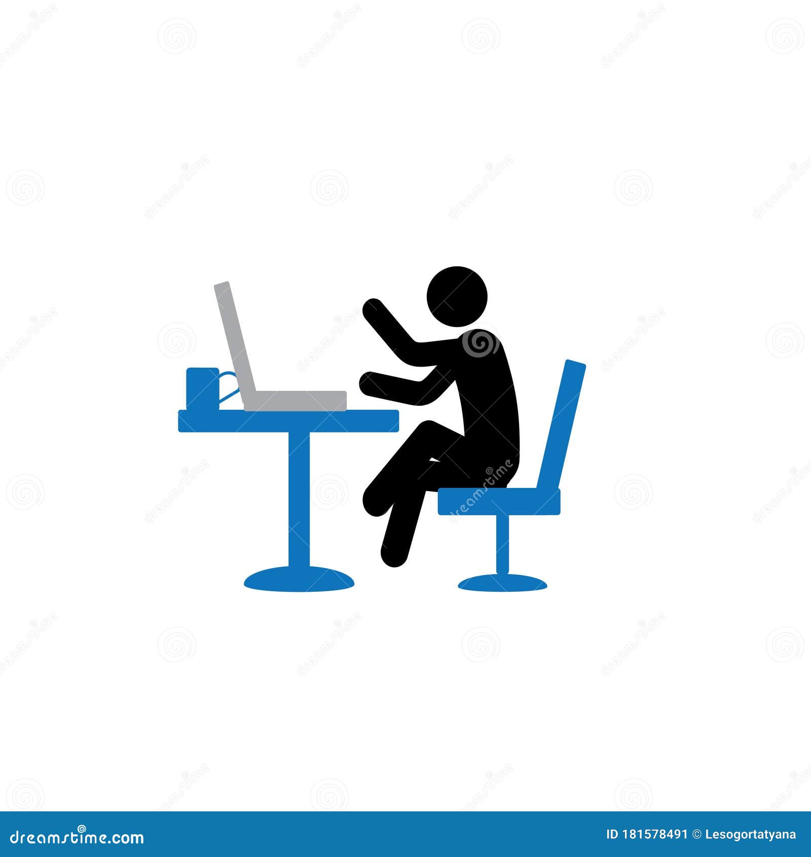 The Concept of Self-isolation. Stick Man Works from Home during Covid ...