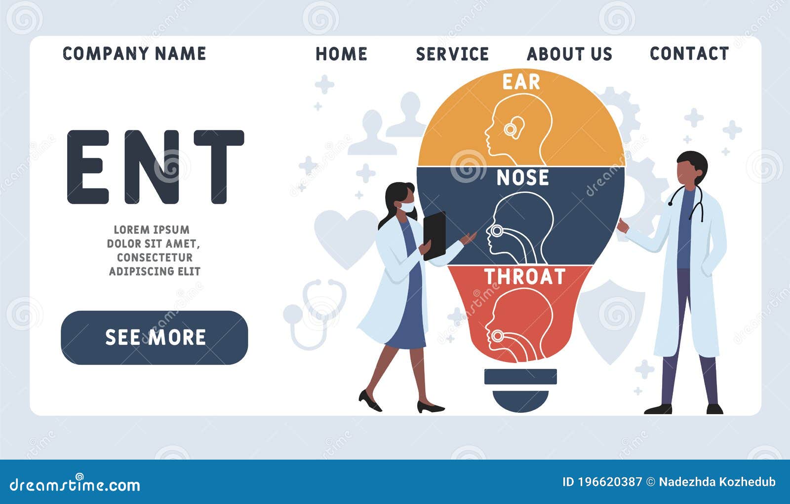 Vector Website Design Template . ENT - Ear Nose Throat Acronym, Medical ...