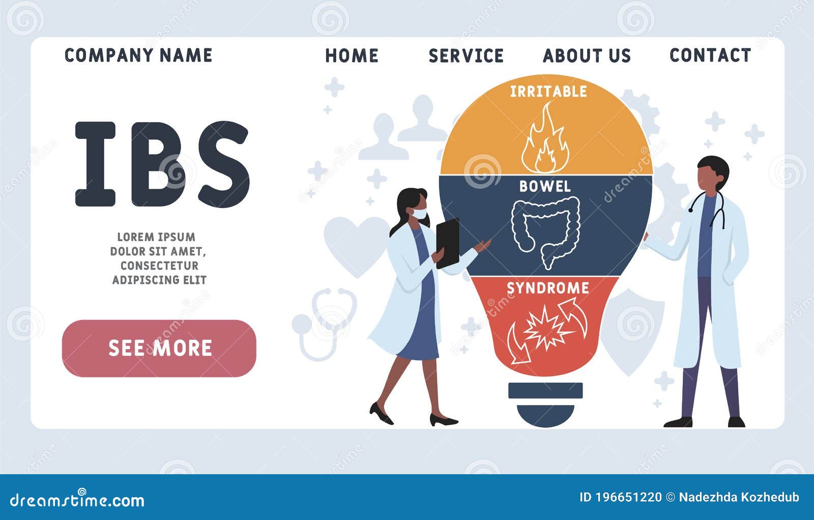 Vector Website Design Template . IBS - Irritable Bowel Syndrome Acronym ...