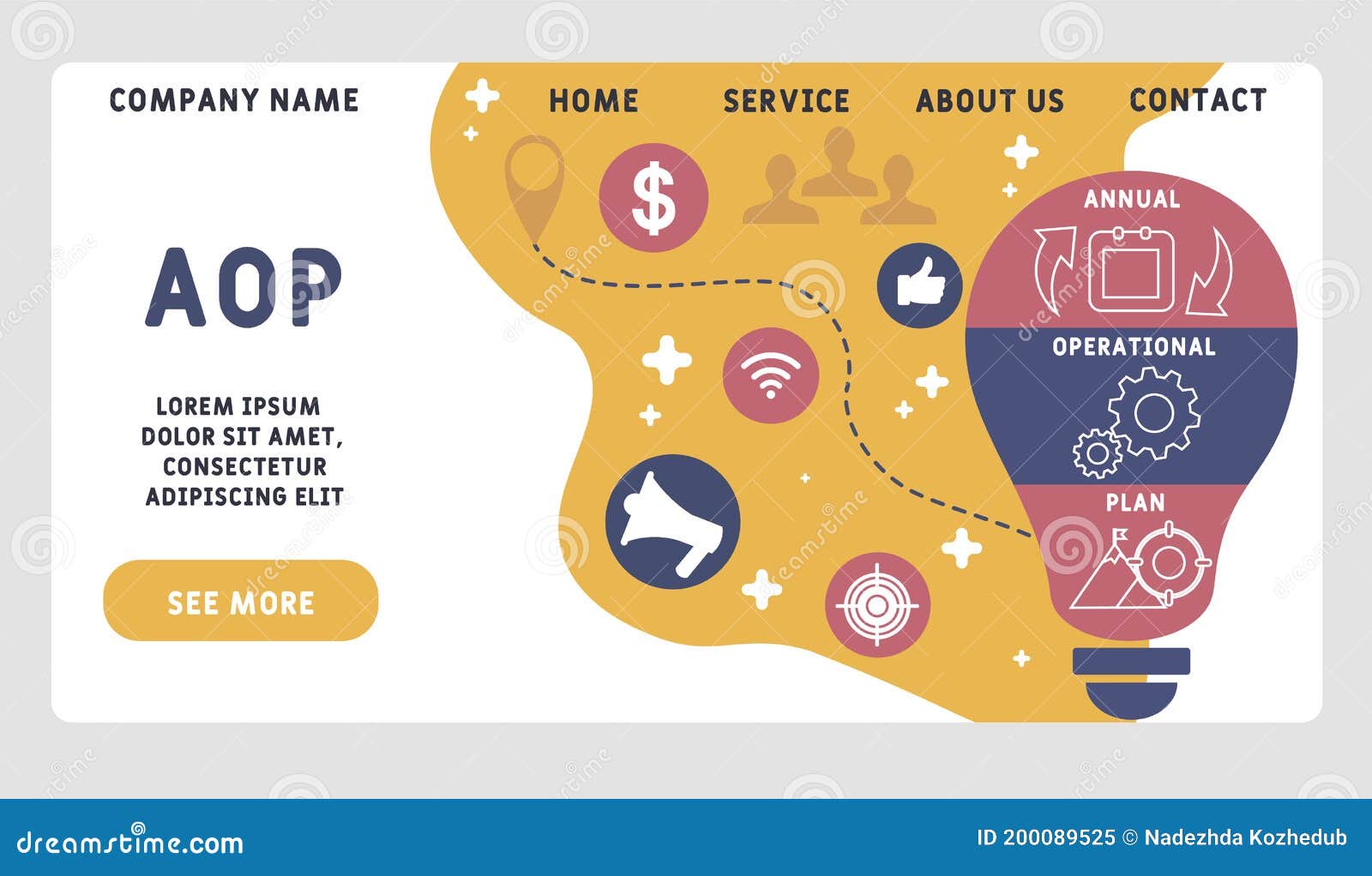 Vector Website Design Template . AOP - Annual Operational Plan Acronym ...