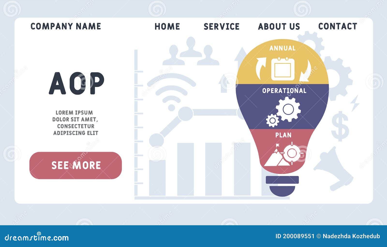 Vector Website Design Template . AOP - Annual Operational Plan Acronym ...