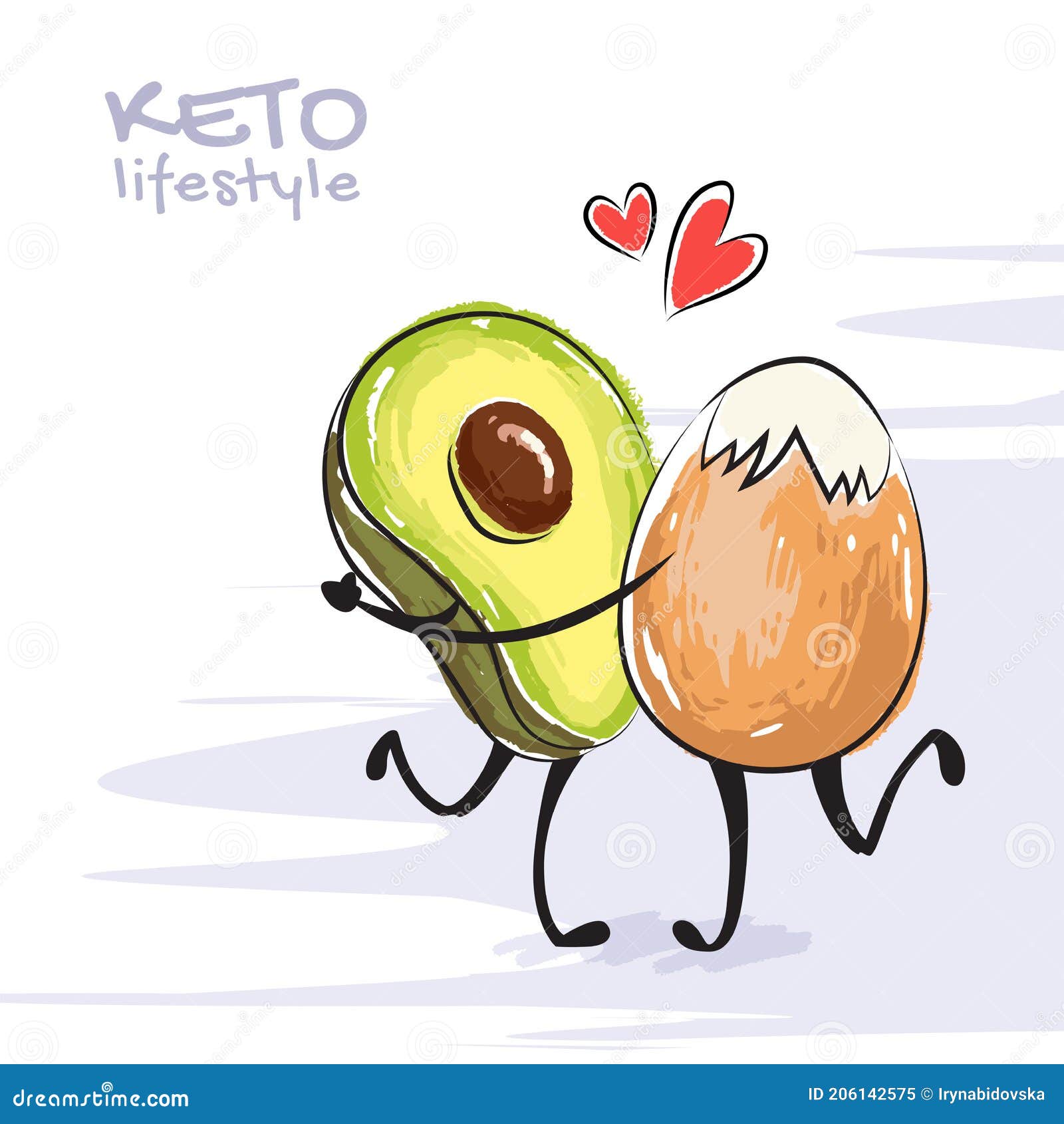 Color Vector Illustration of Keto Lifestyle. Funny Dancing Avocado and ...