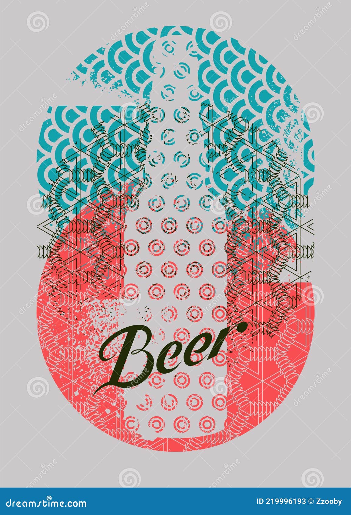Beer Bottle Abstract Geometric Pattern Typographical Vintage Style ...